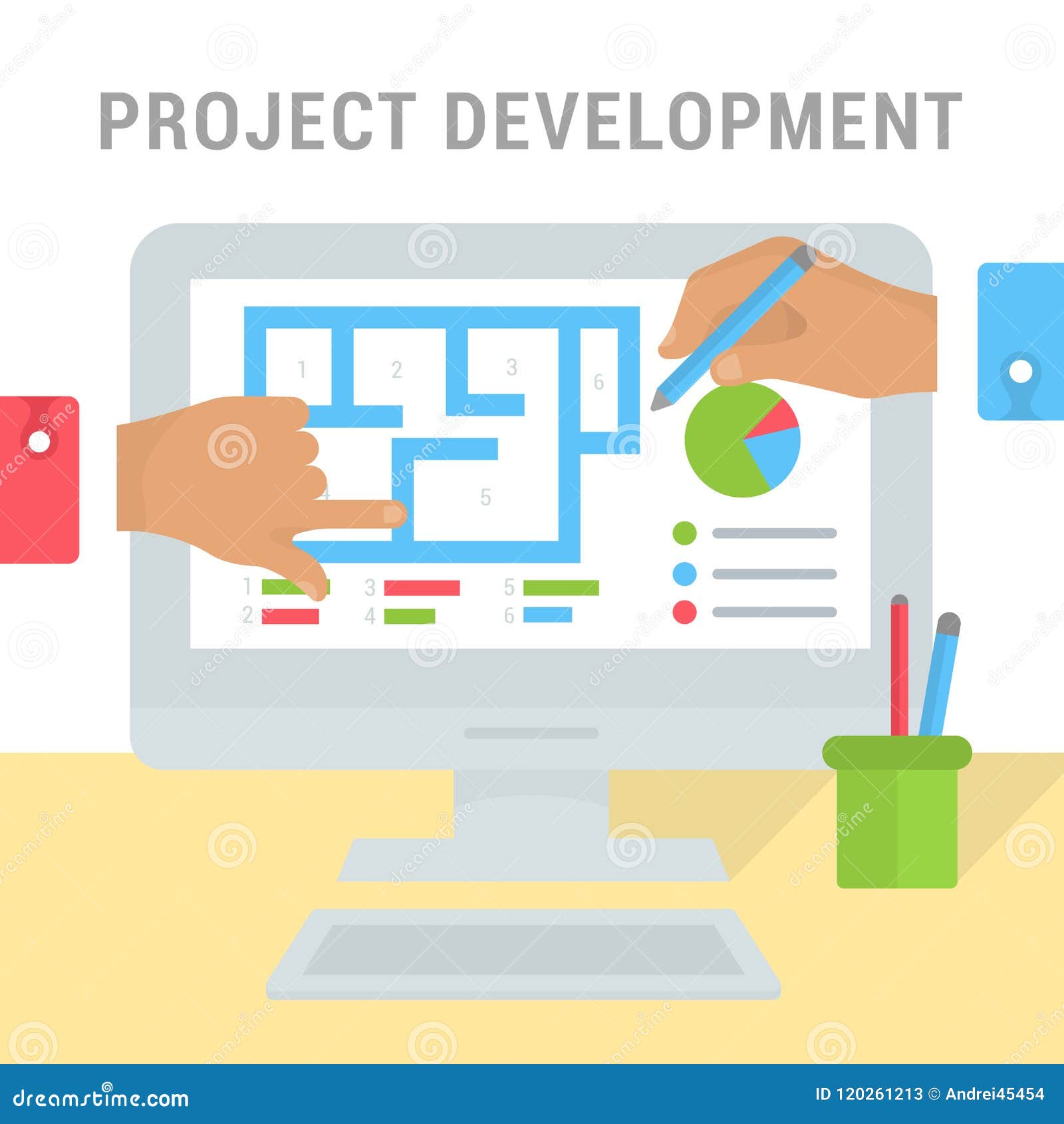Flat Illustration of Project Development. Stock Illustration ...