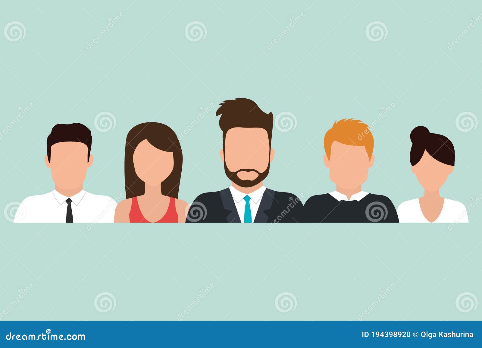 Vector Illustration of Project Team. Flat Employee Avatars of the ...