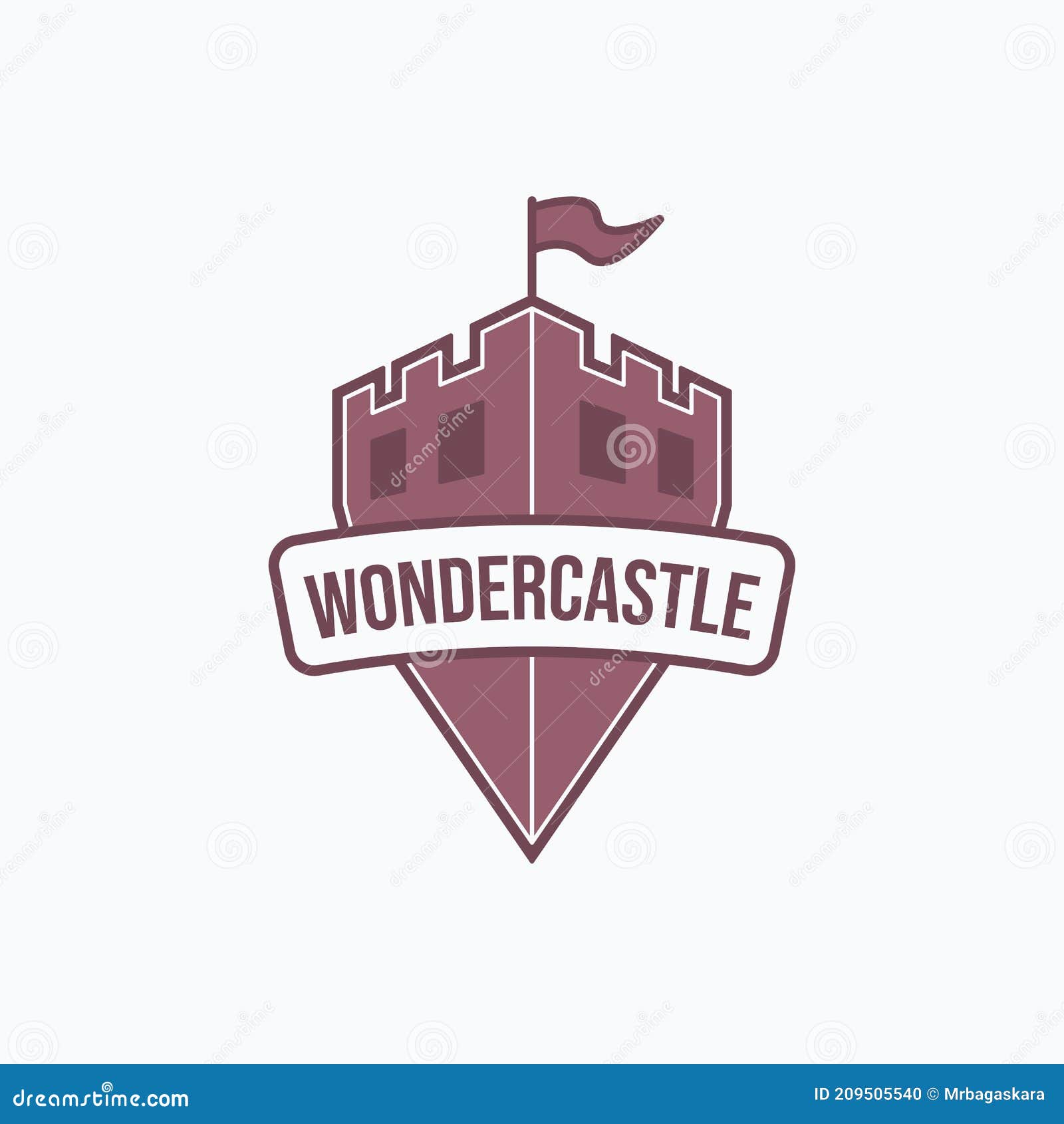 Vector Illustration of Protection Shield and Castle with Flag Fit for ...