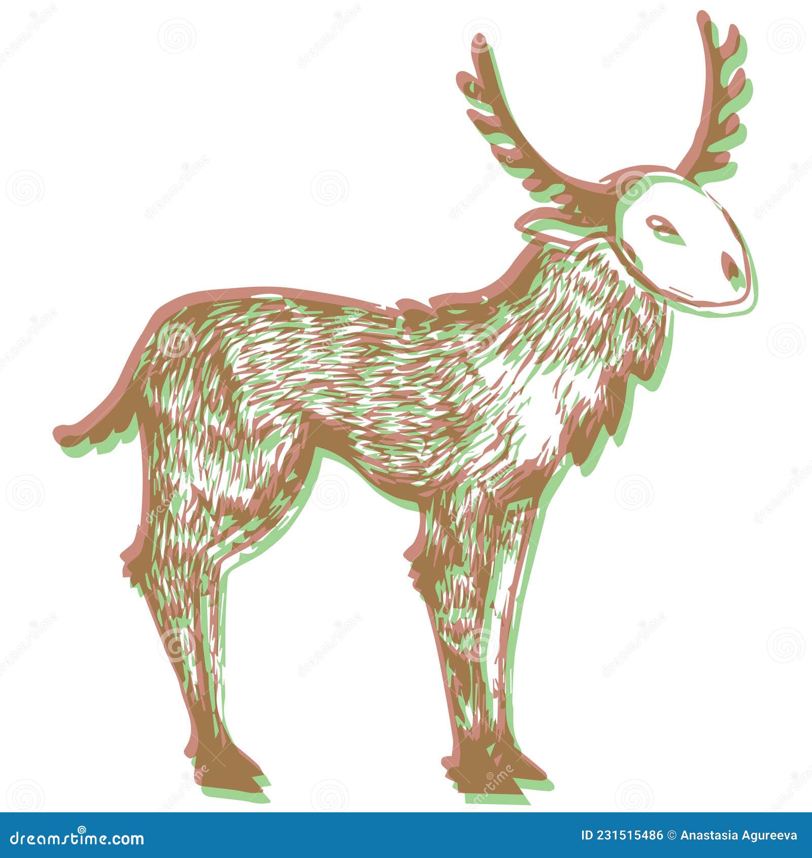 Vector Illustration of a Psychedelic Shamanic Deer Stock Vector ...