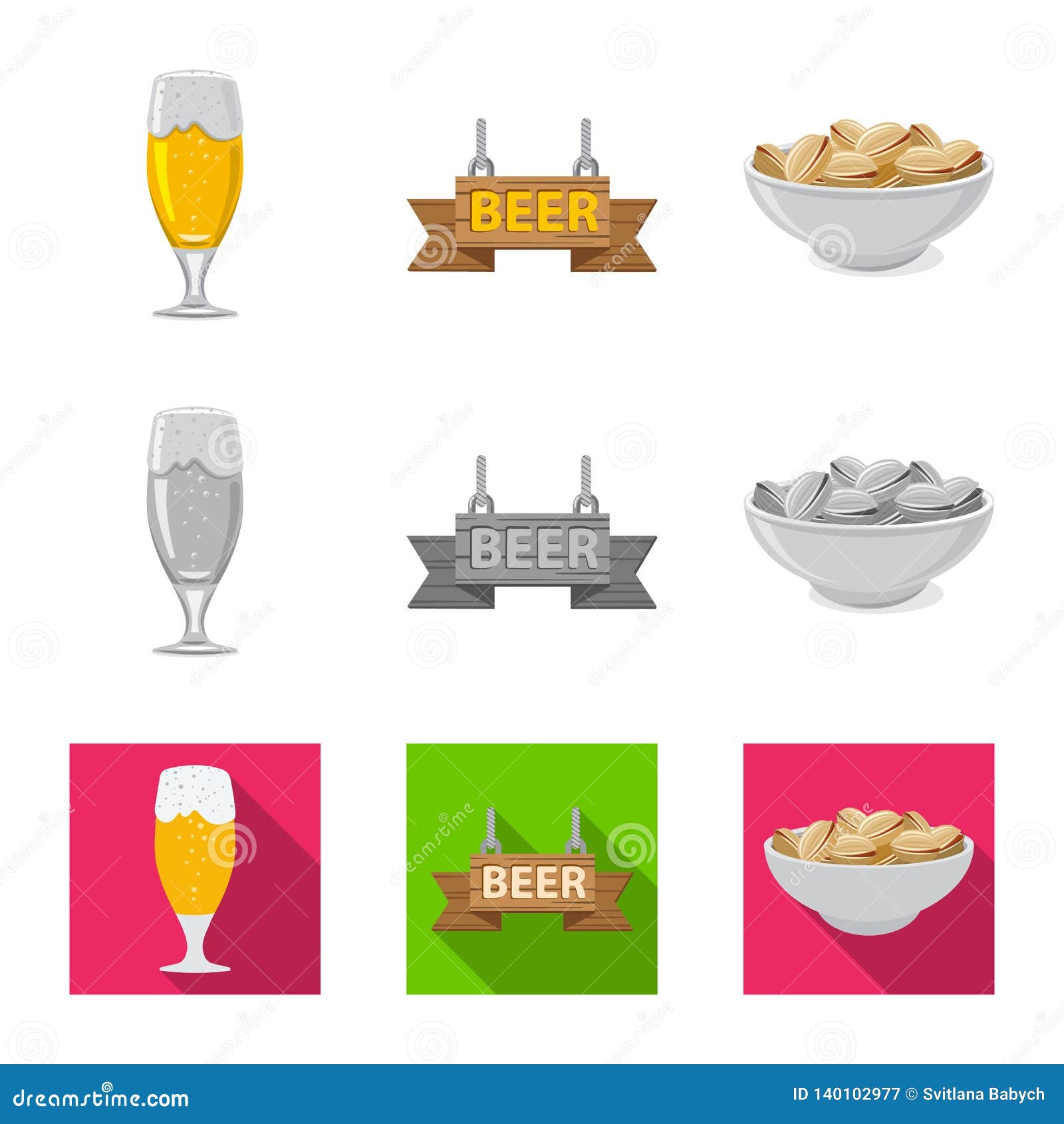 Vector Design of Pub and Bar Logo. Set of Pub and Interior Stock Symbol ...