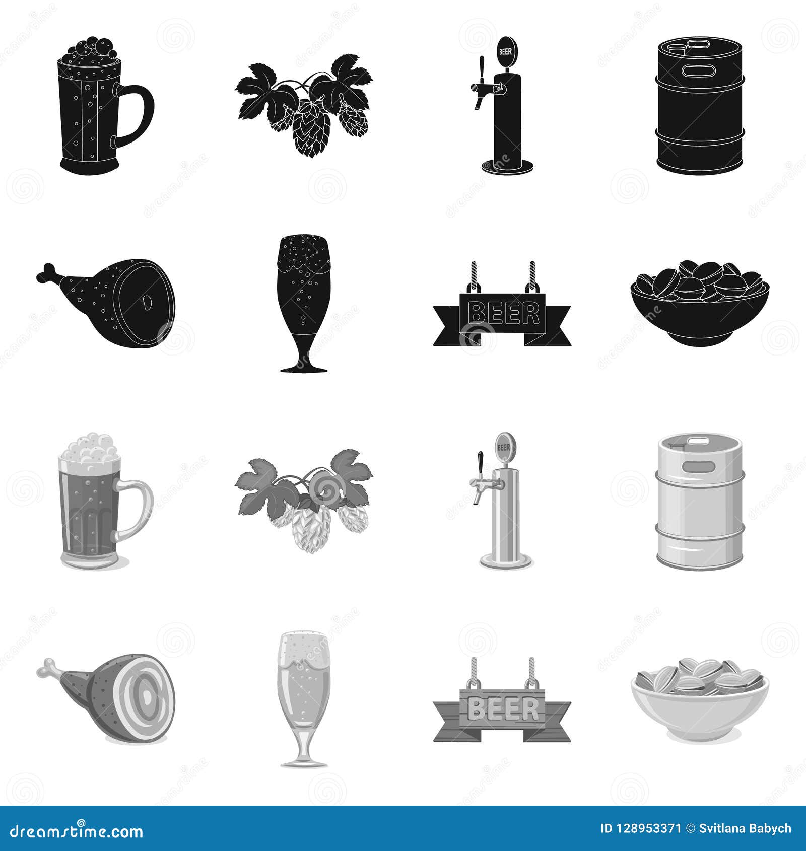 Vector Design of Pub and Bar Symbol. Set of Pub and Interior Stock ...