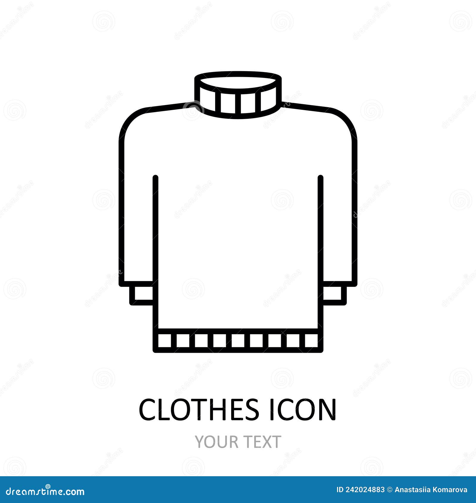 Vector Illustration with Pullover Icon. Outline Drawing Stock Vector ...