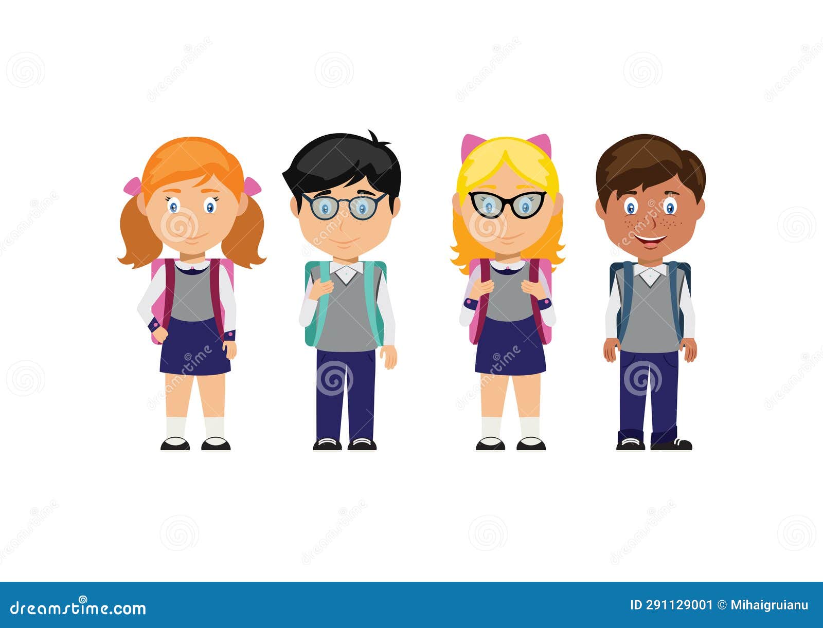 Vector Illustration of Pupil Children. Pupil Kids Cartoon Character ...