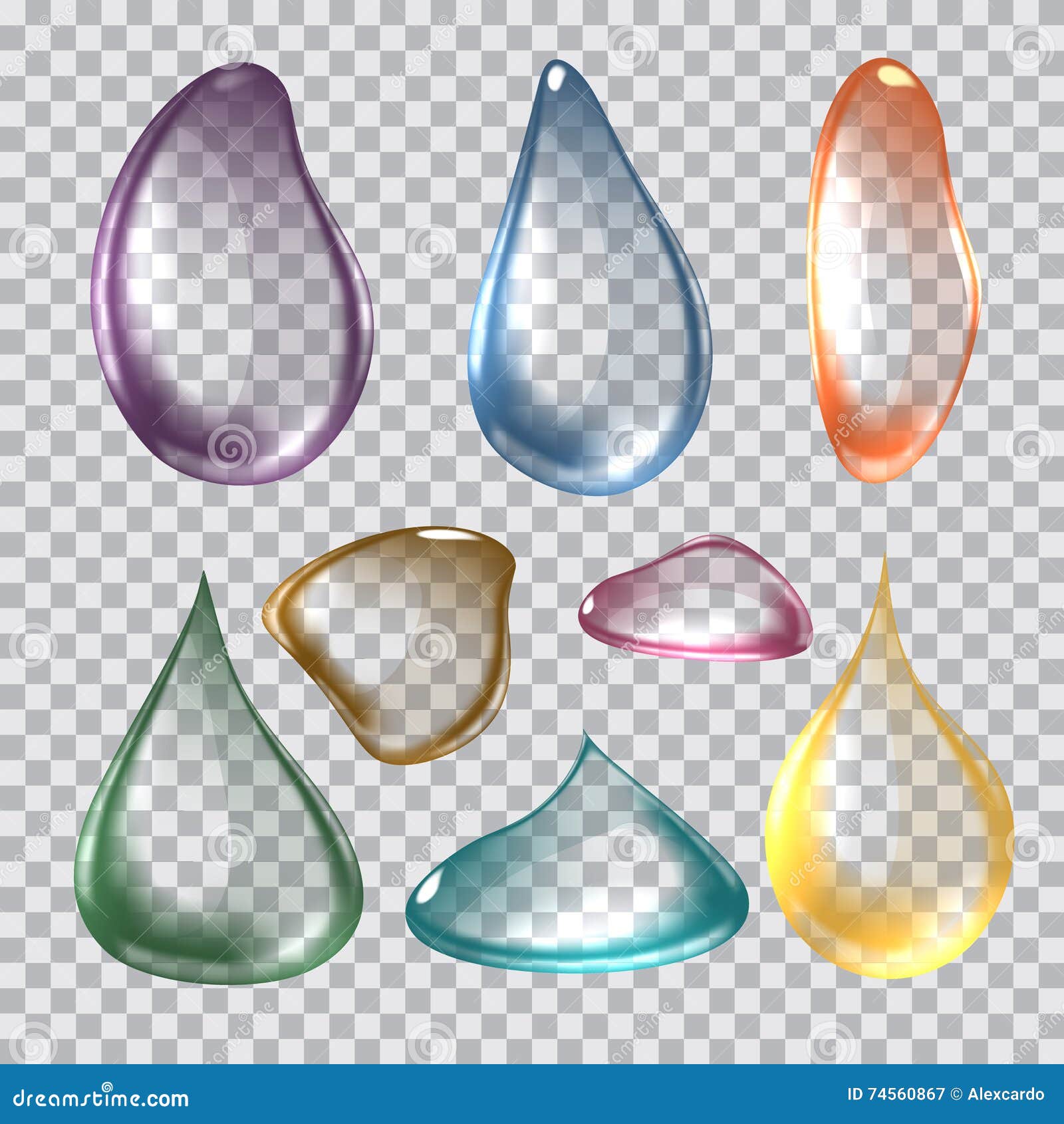 Vector Illustration of Pure Clear Realistic Color Drops Stock Vector ...