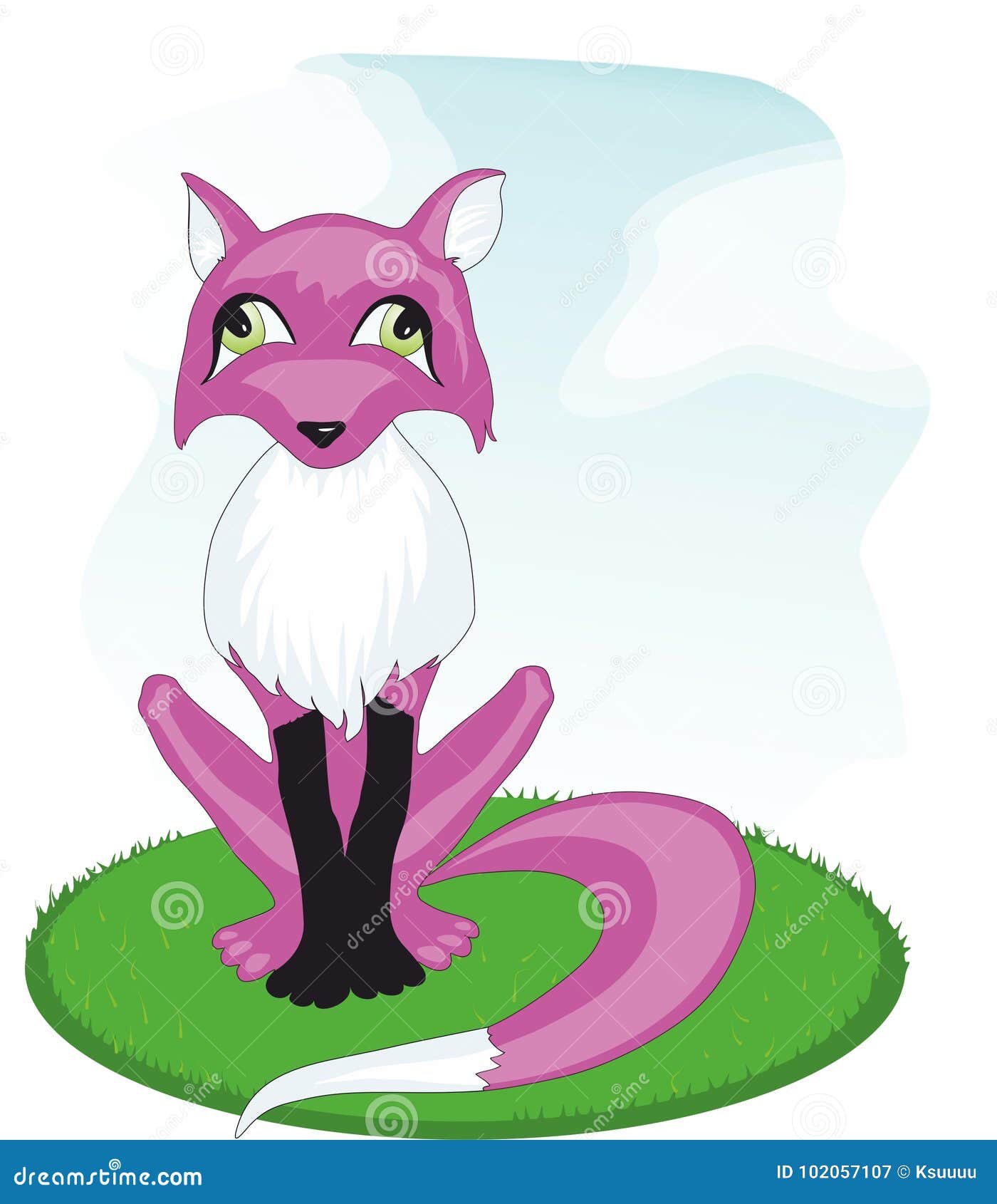 Purple fox stock vector. Illustration of cute, violet - 102057107