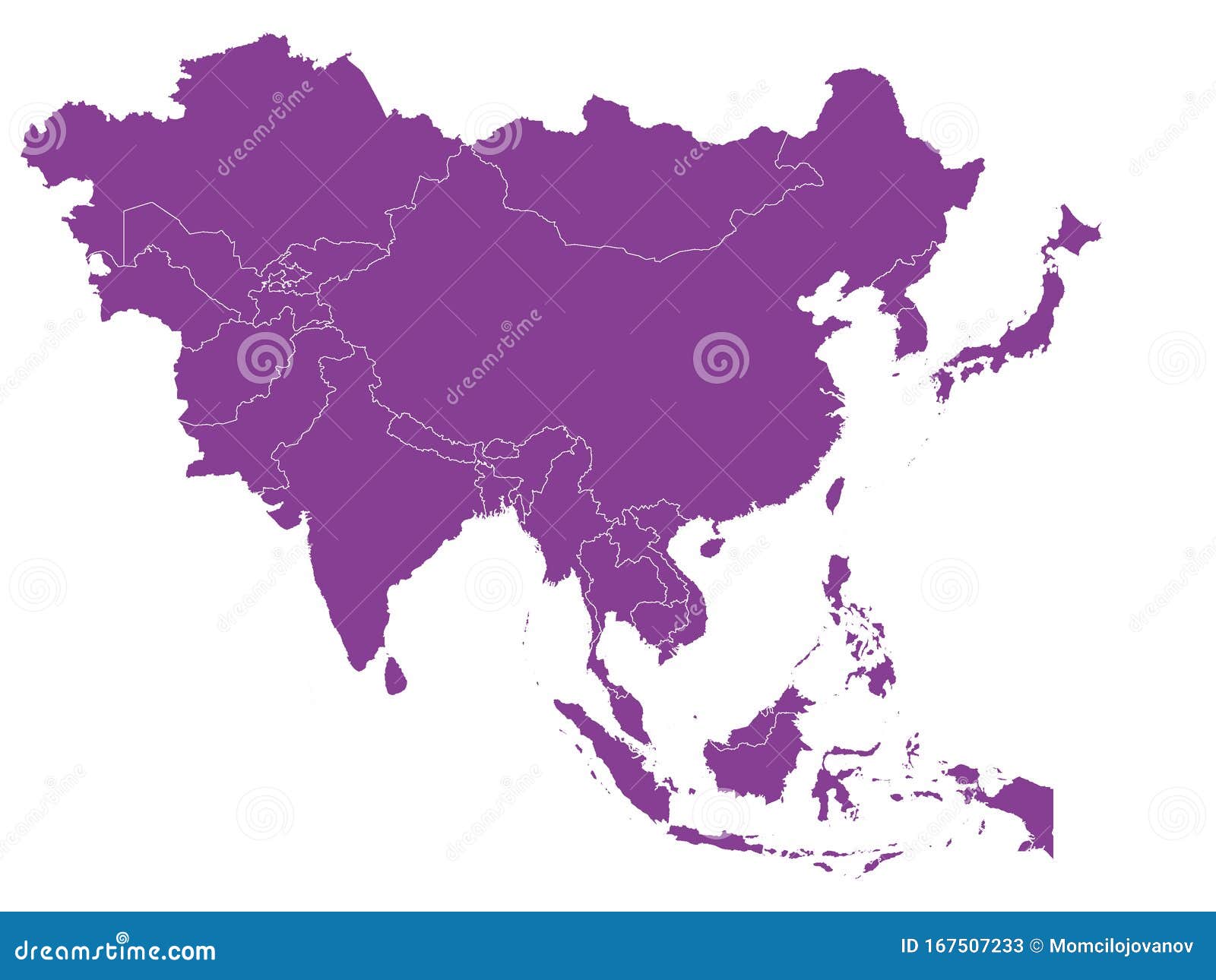 Purple map of Asia stock vector. Illustration of black - 167507233