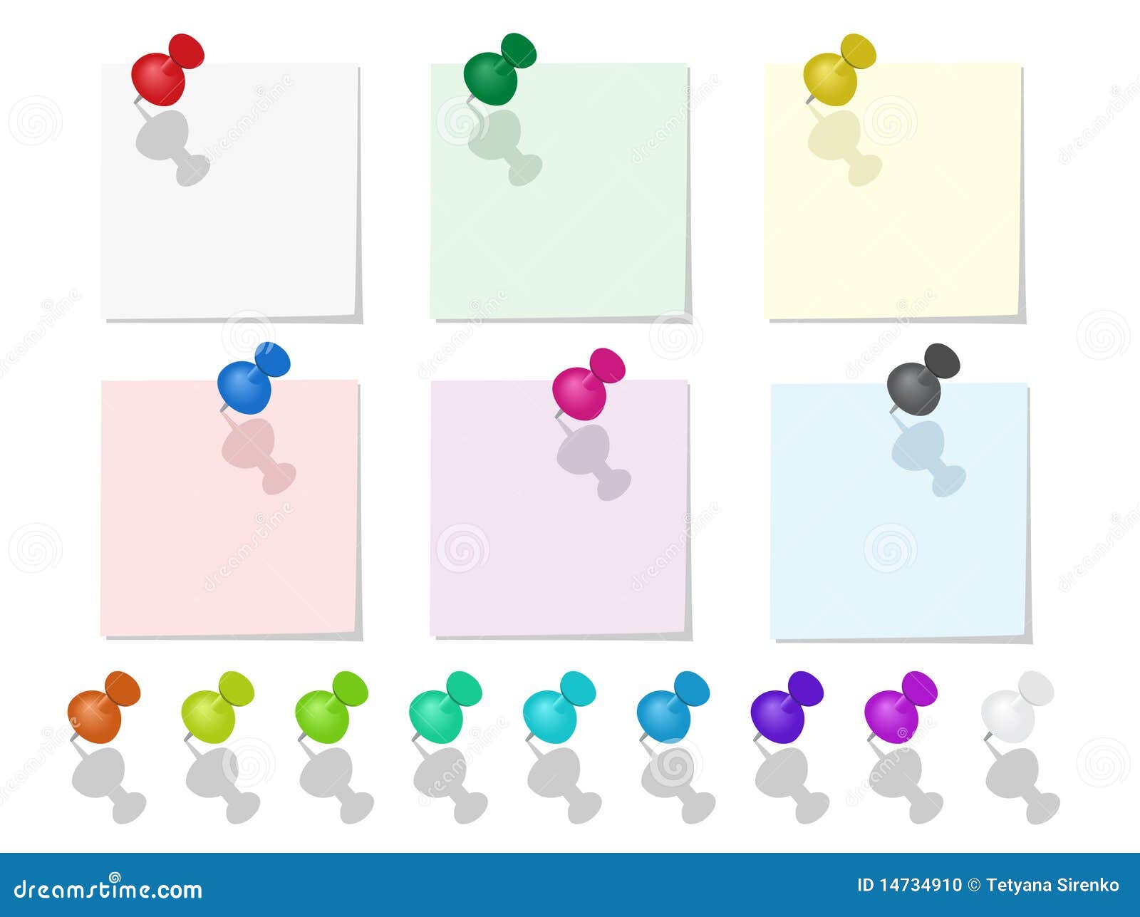 Vector Illustration of Push Pin Collection Stock Vector - Illustration ...