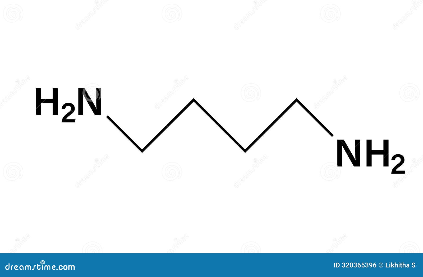Vector Illustration of Putrescine Molecular Structure, Chemical ...