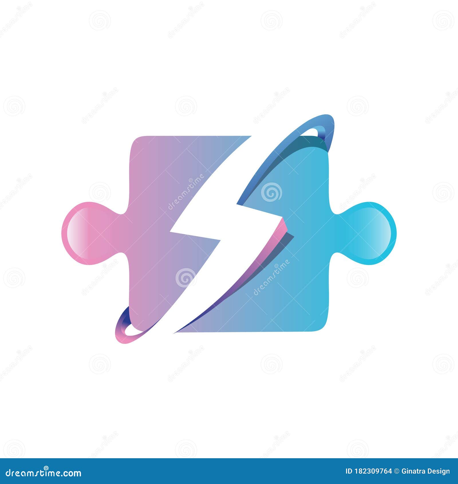 Puzzle and Bolt for Supporting Developmental Health Logo Stock Vector ...