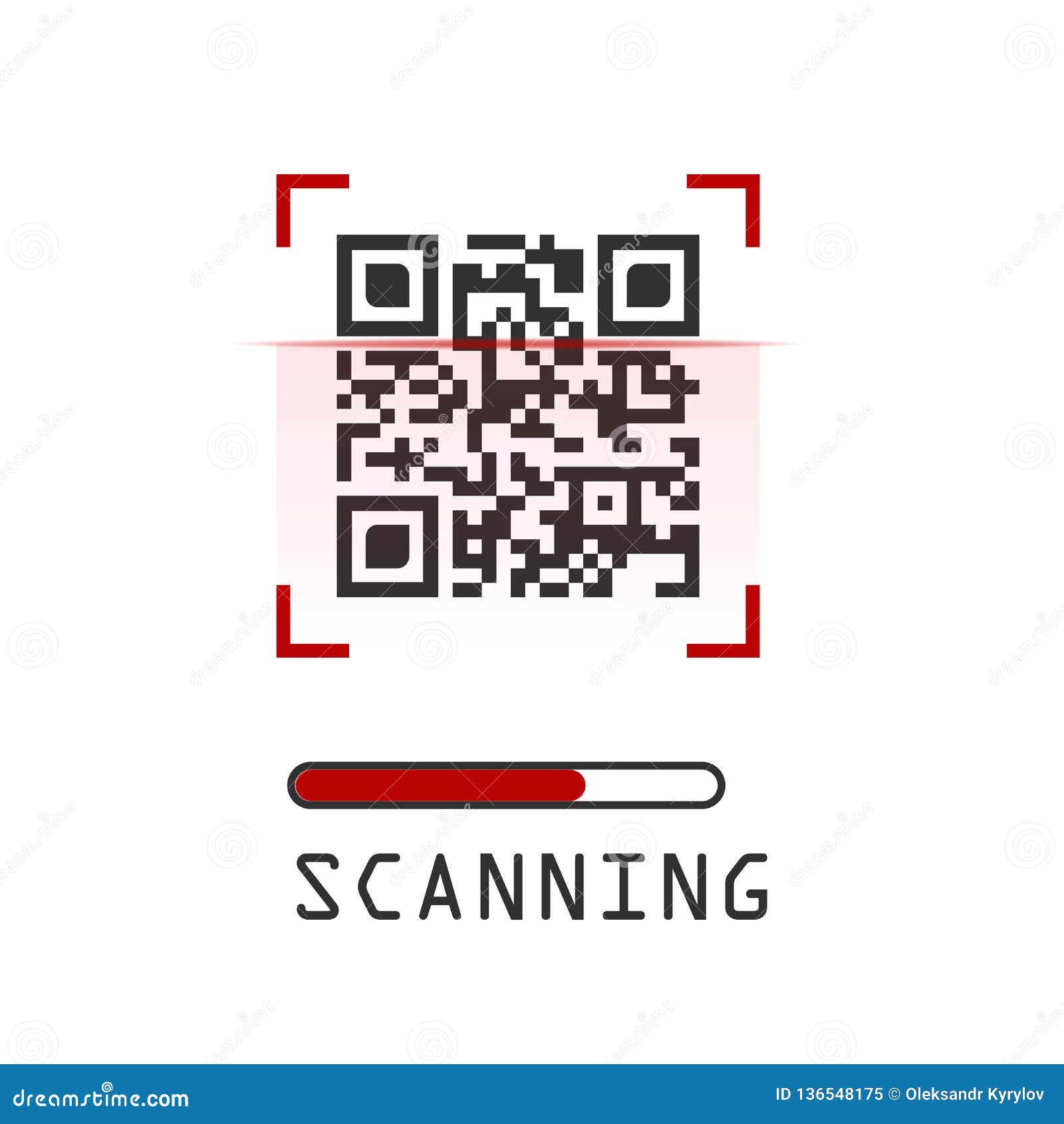 Vector Illustration of QR Code in Red Scanning Frame. Vector ...