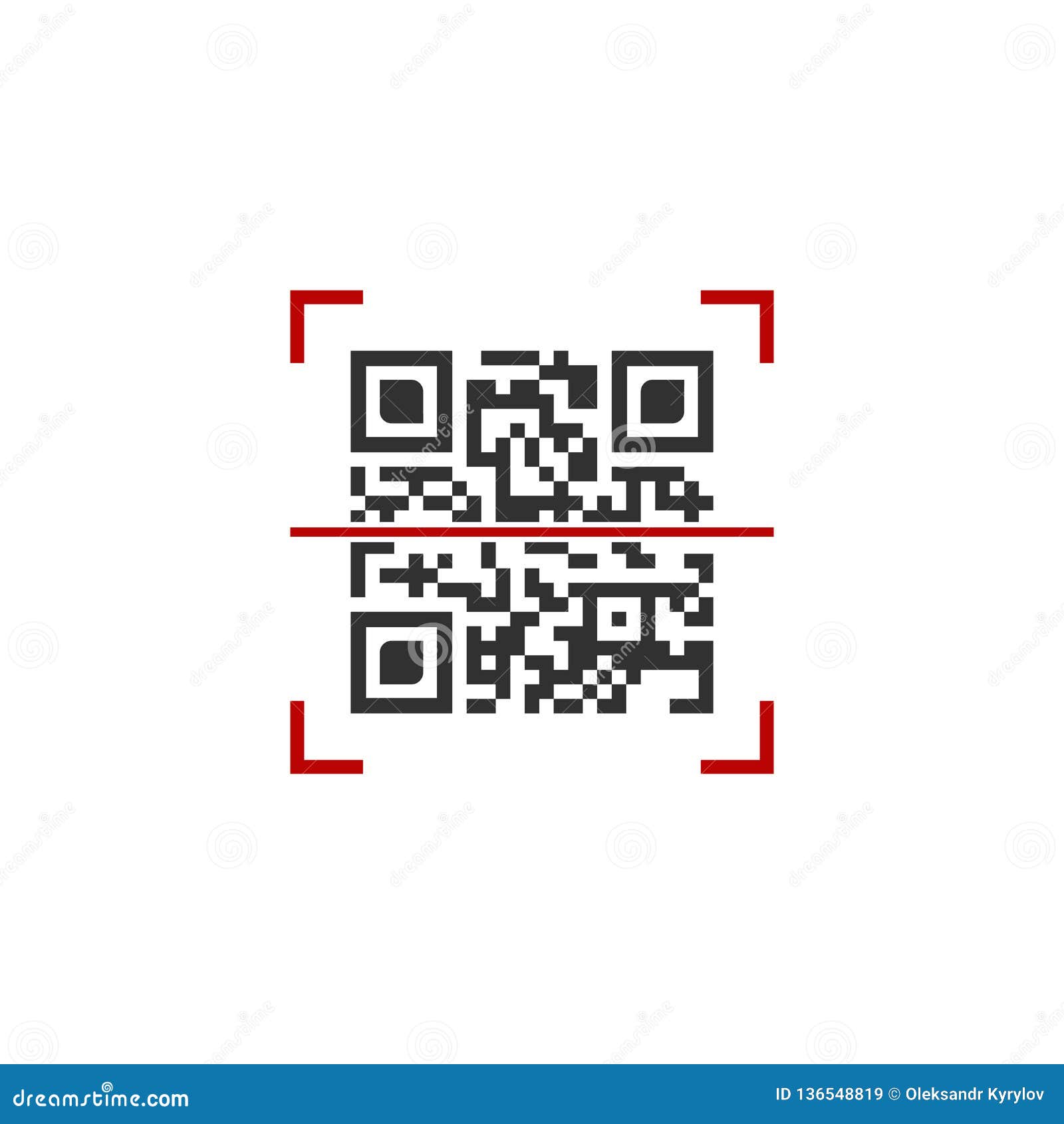 Vector Illustration of QR Code in Red Scanning Frame. Vector ...