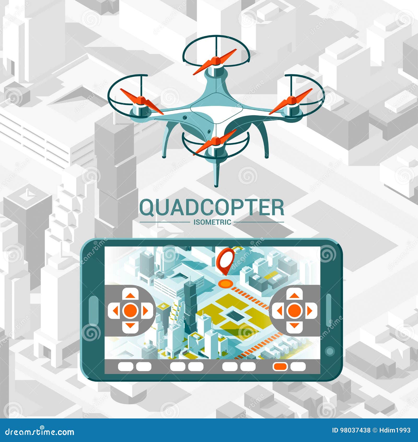 Drone Delivery Service Concept With People Controlling Quadcopter ...