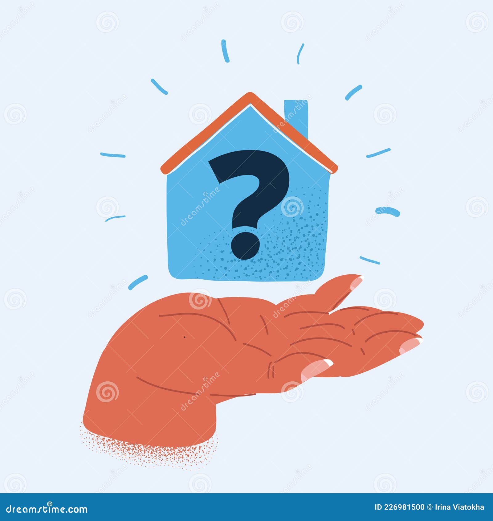 Vector Illustration of Question Mark Inside House Shap in Human Hand ...