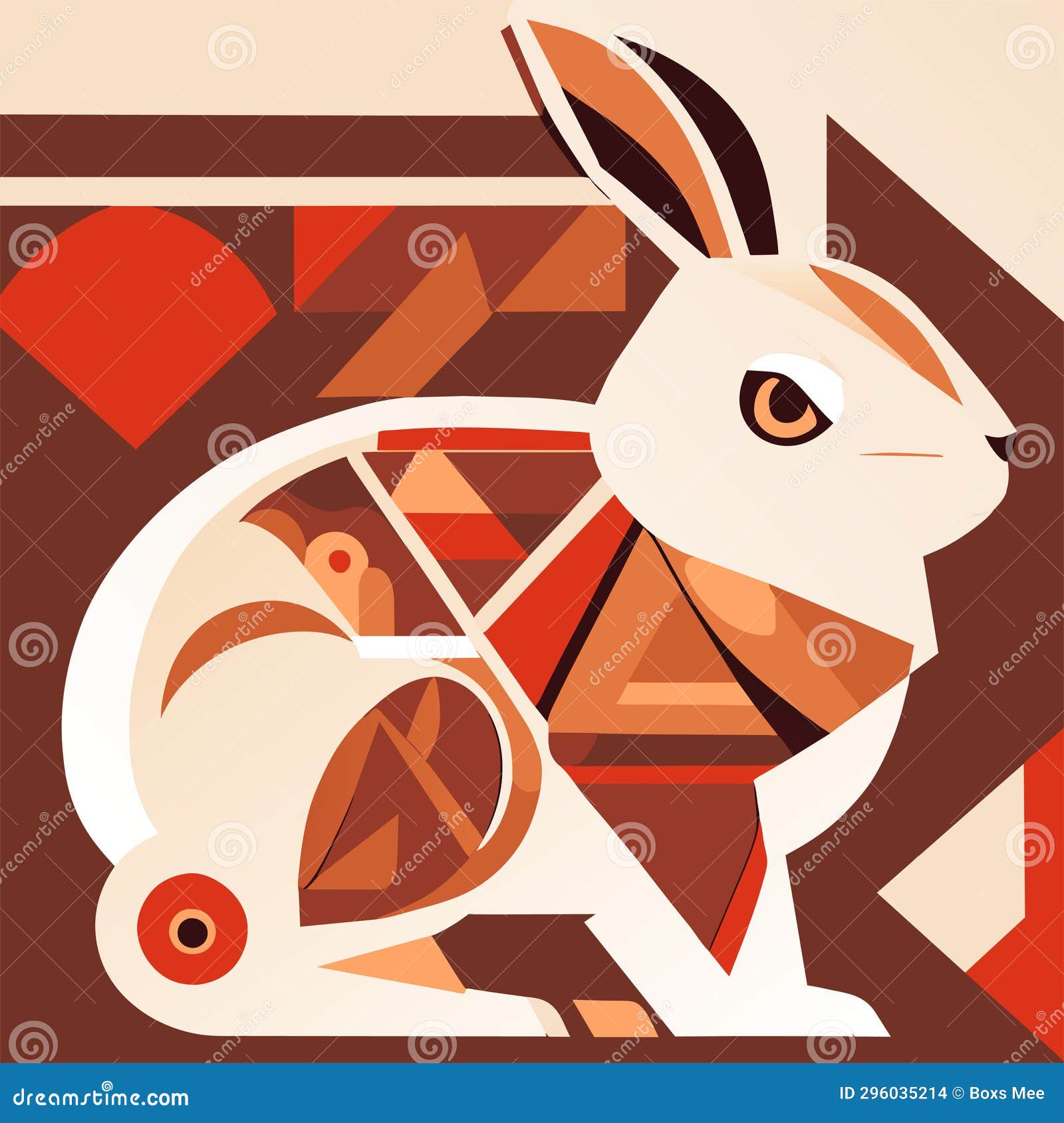 Vector Illustration of a Rabbit on a Background of Abstract Geometric ...