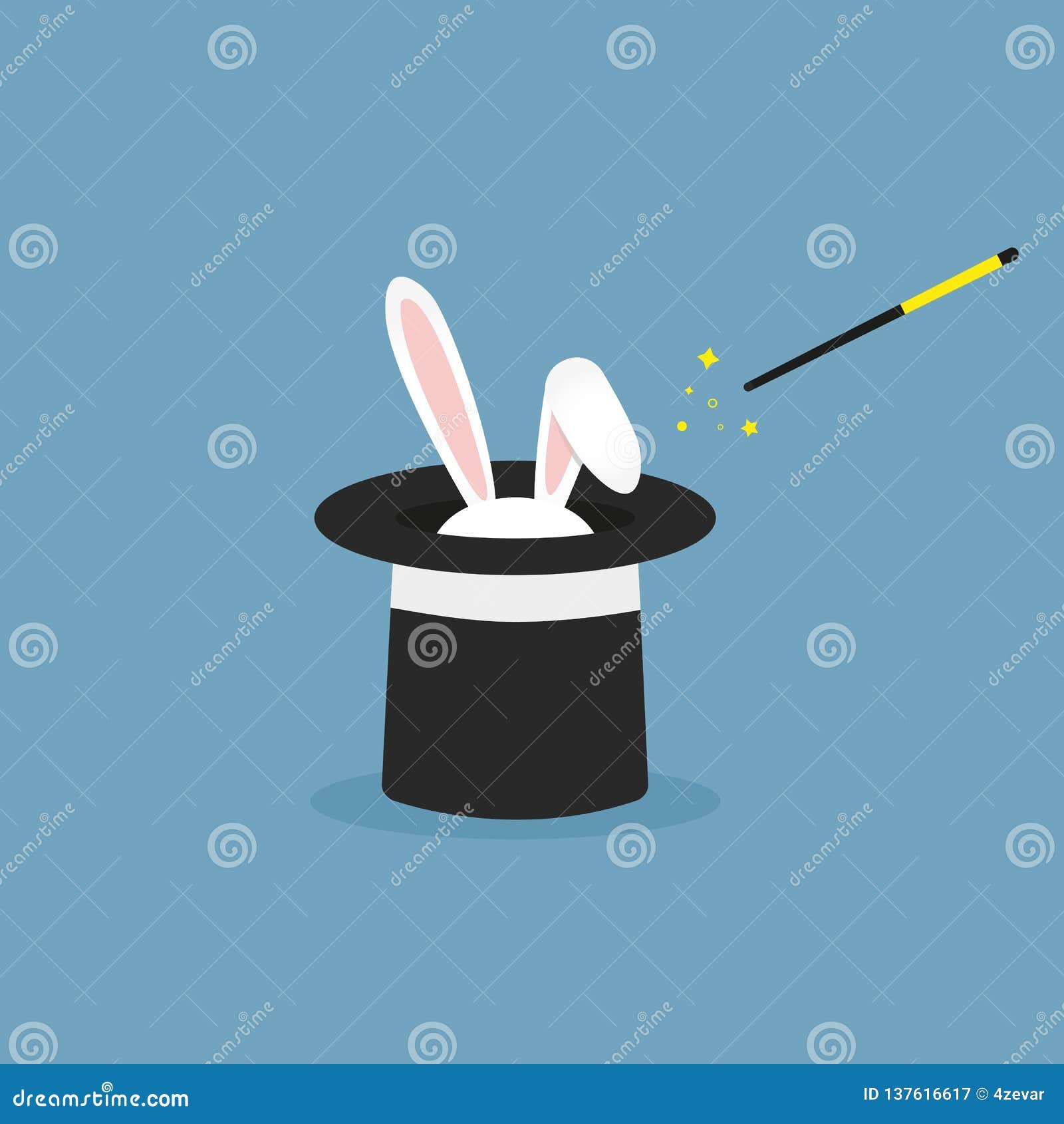 Vector Illustration Rabbit In Magic Hat. Flat Icon Stock Illustration ...