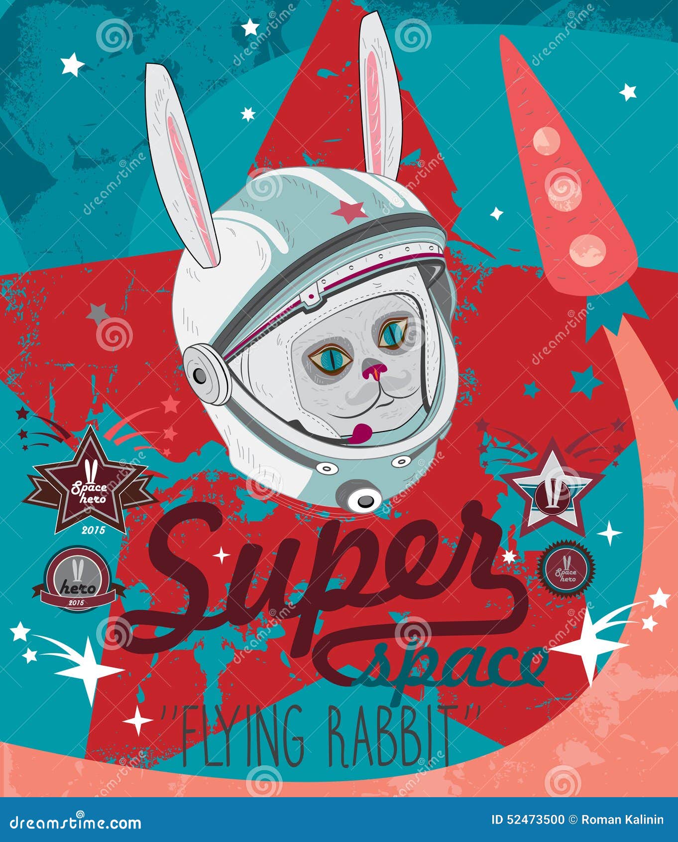 Vector Illustration Rabbit in Space Stock Vector - Illustration of ...