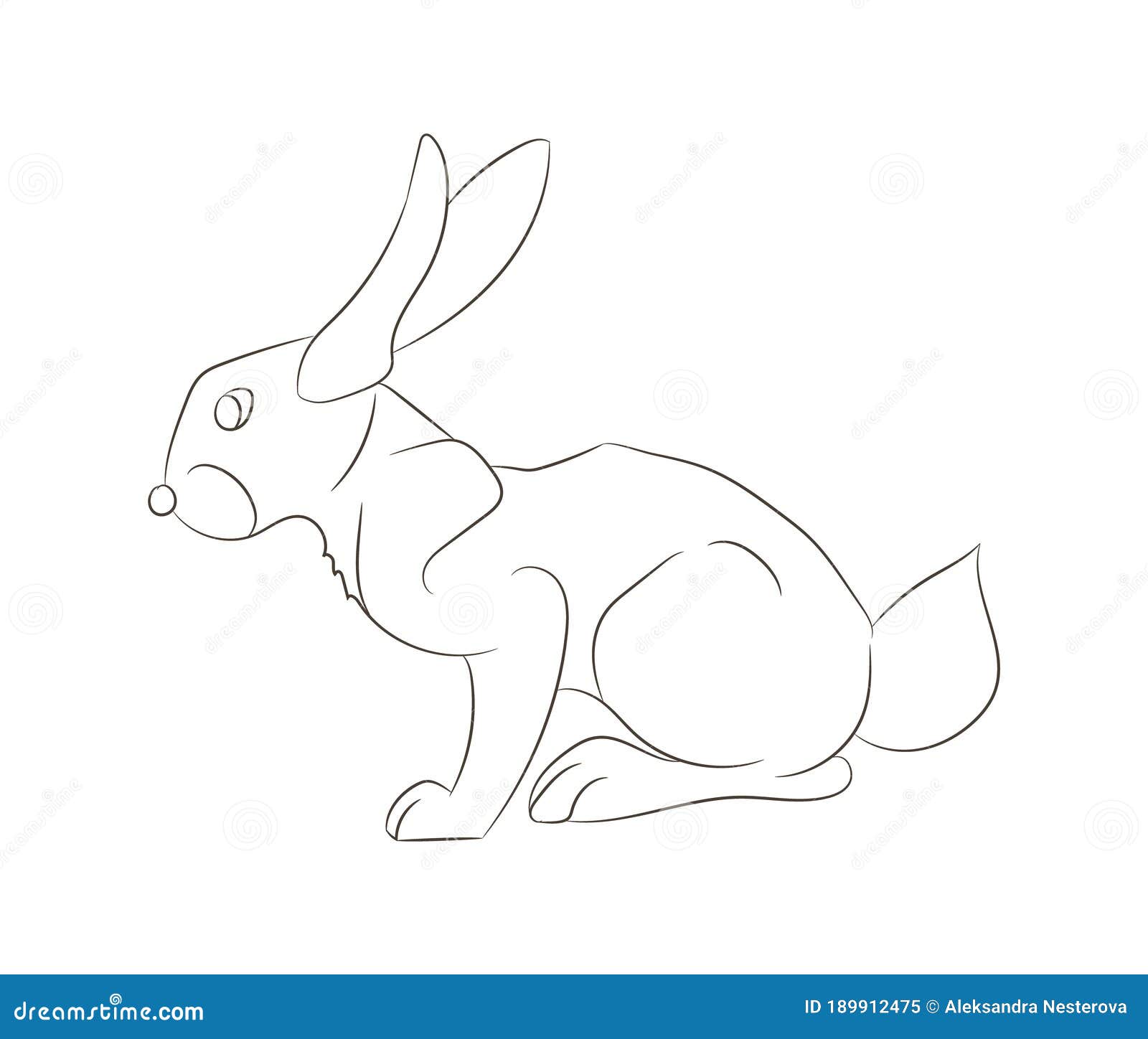 Vector Illustration of a Rabbit Who is Sitting, Line Drawing, Vector ...