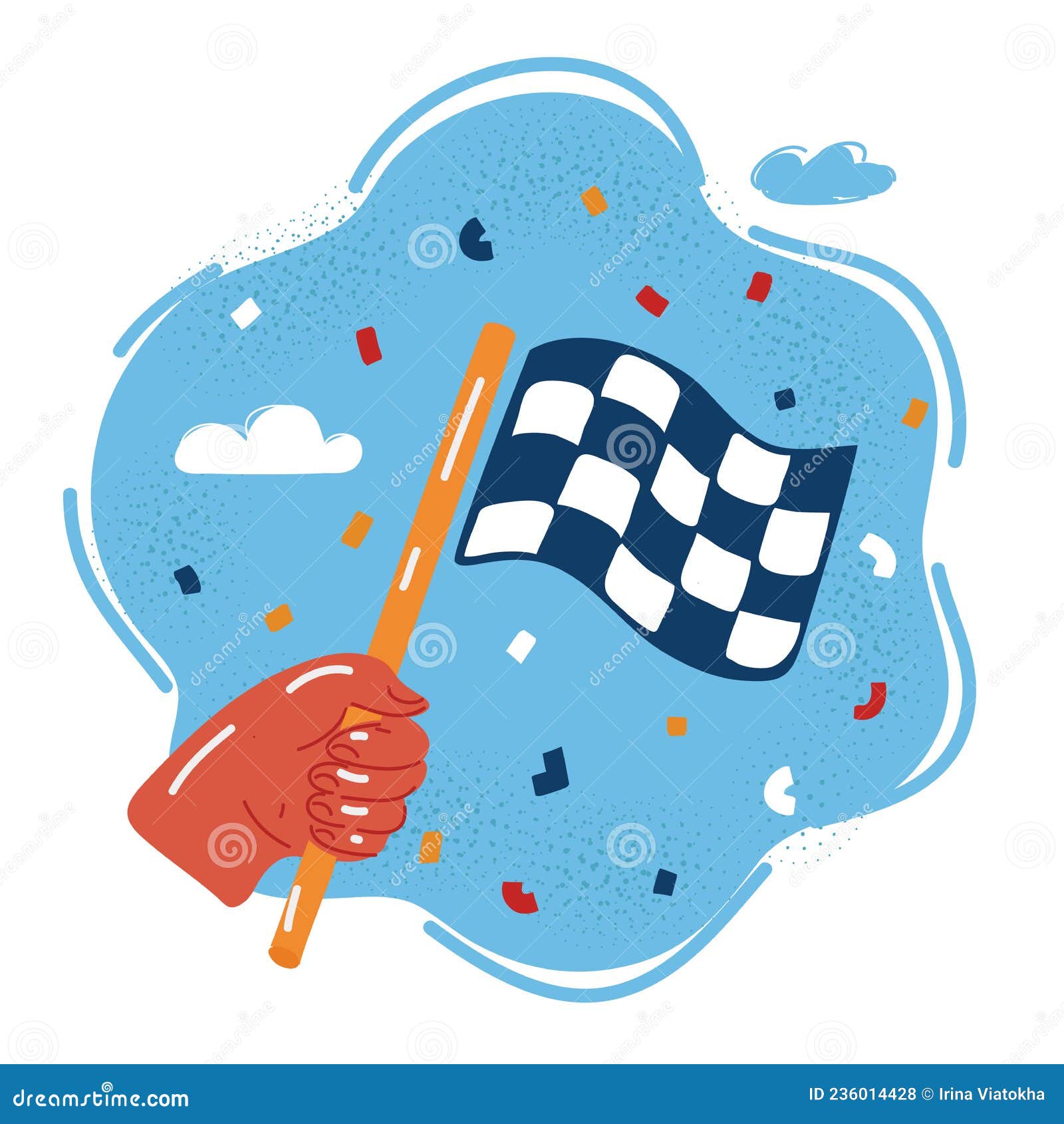 Vector Illustration of Race Flag in Human Hand Stock Vector ...