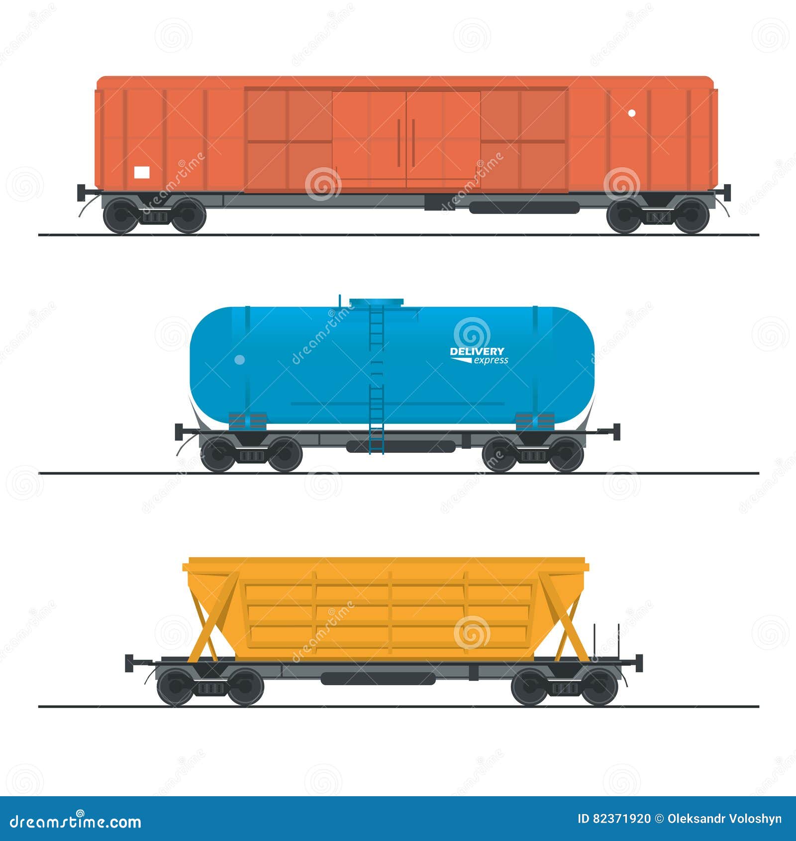 Vector Illustration of Railway Cars Collection, Design Elements Stock ...