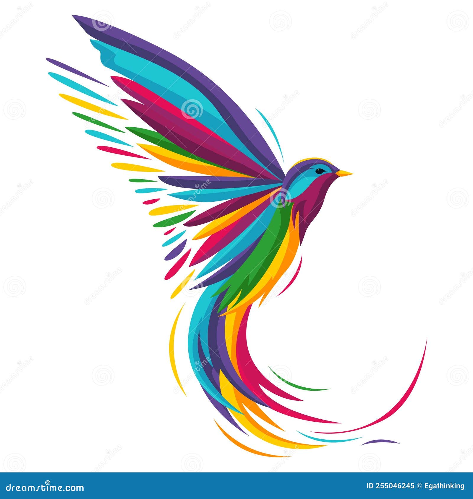 Vector Illustration of a Rainbow Bird in Flight Stock Illustration ...
