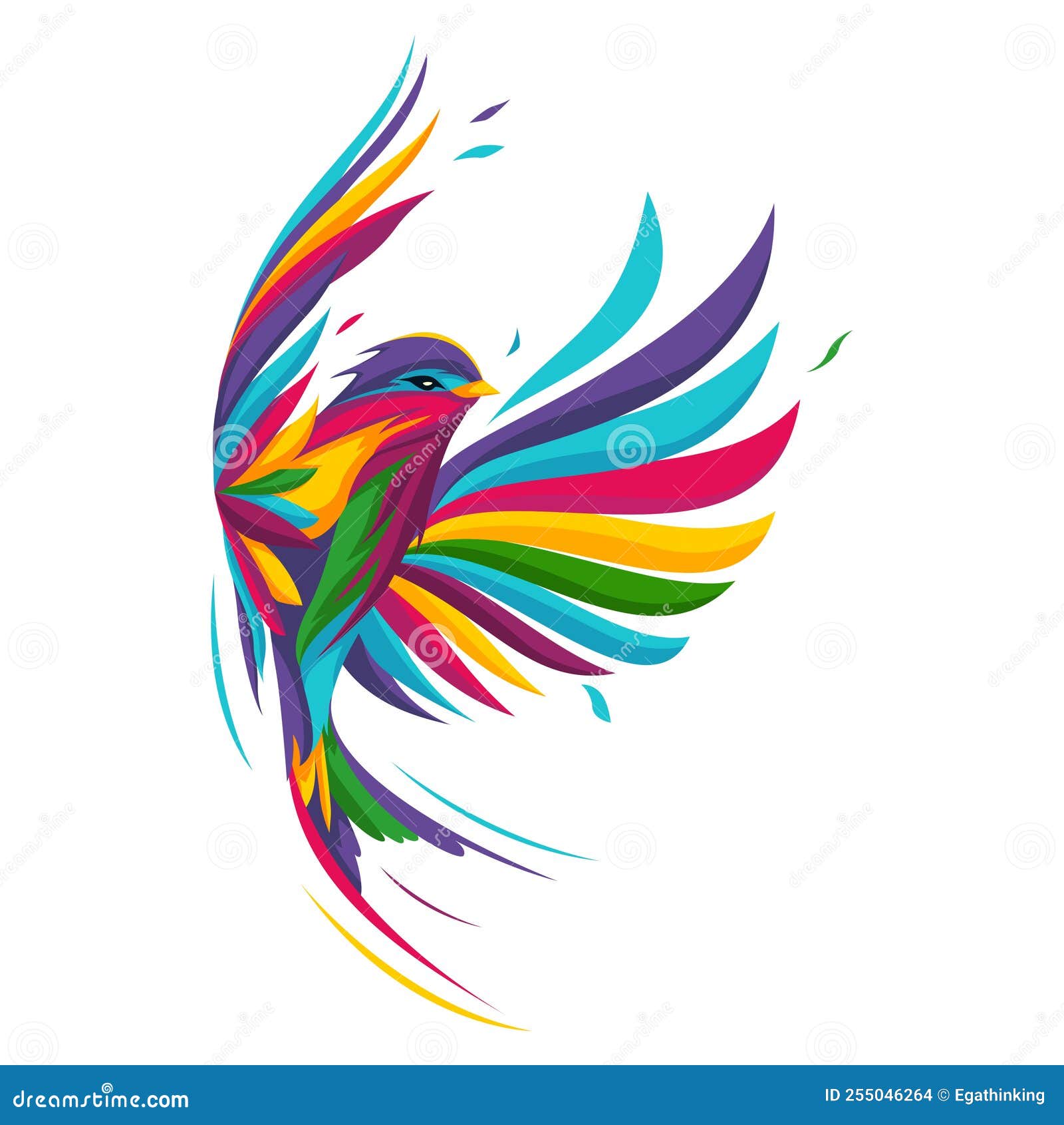 Vector Illustration of a Rainbow Bird in Flight Stock Illustration ...