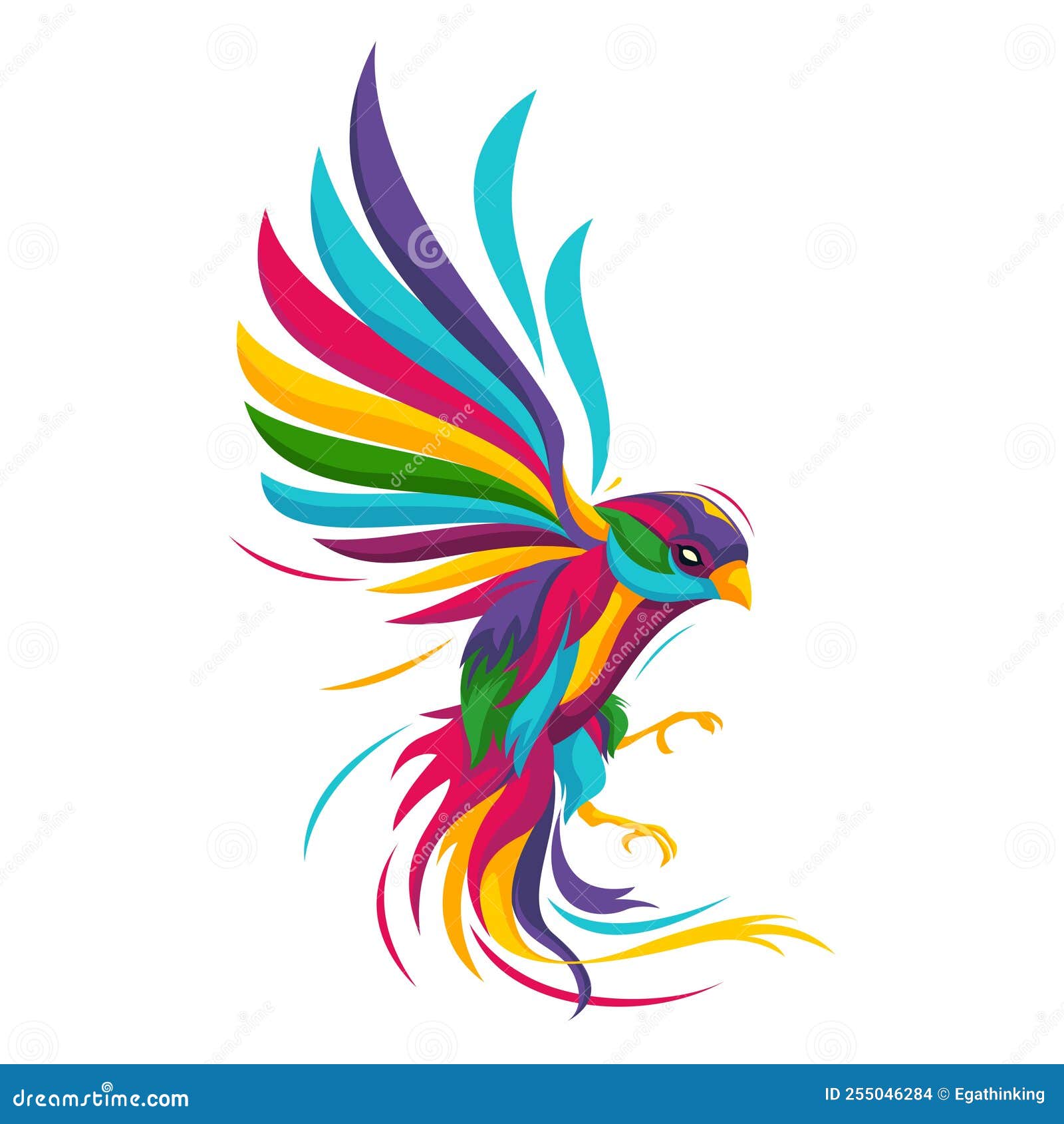 Vector Illustration of a Rainbow Bird in Flight Stock Illustration ...