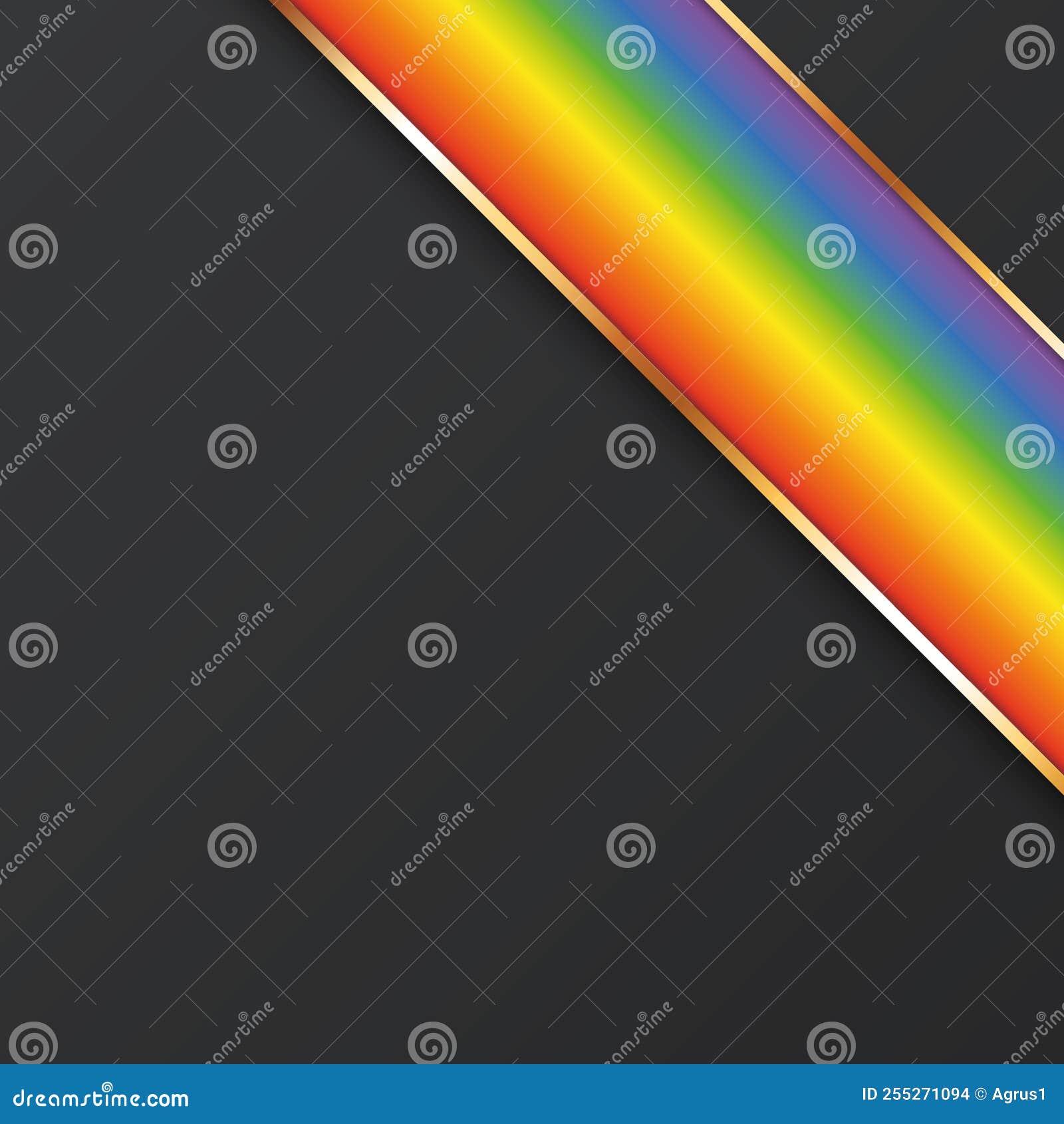 Vector Illustration of Rainbow Colored Corner Ribbon Banner with Gold ...