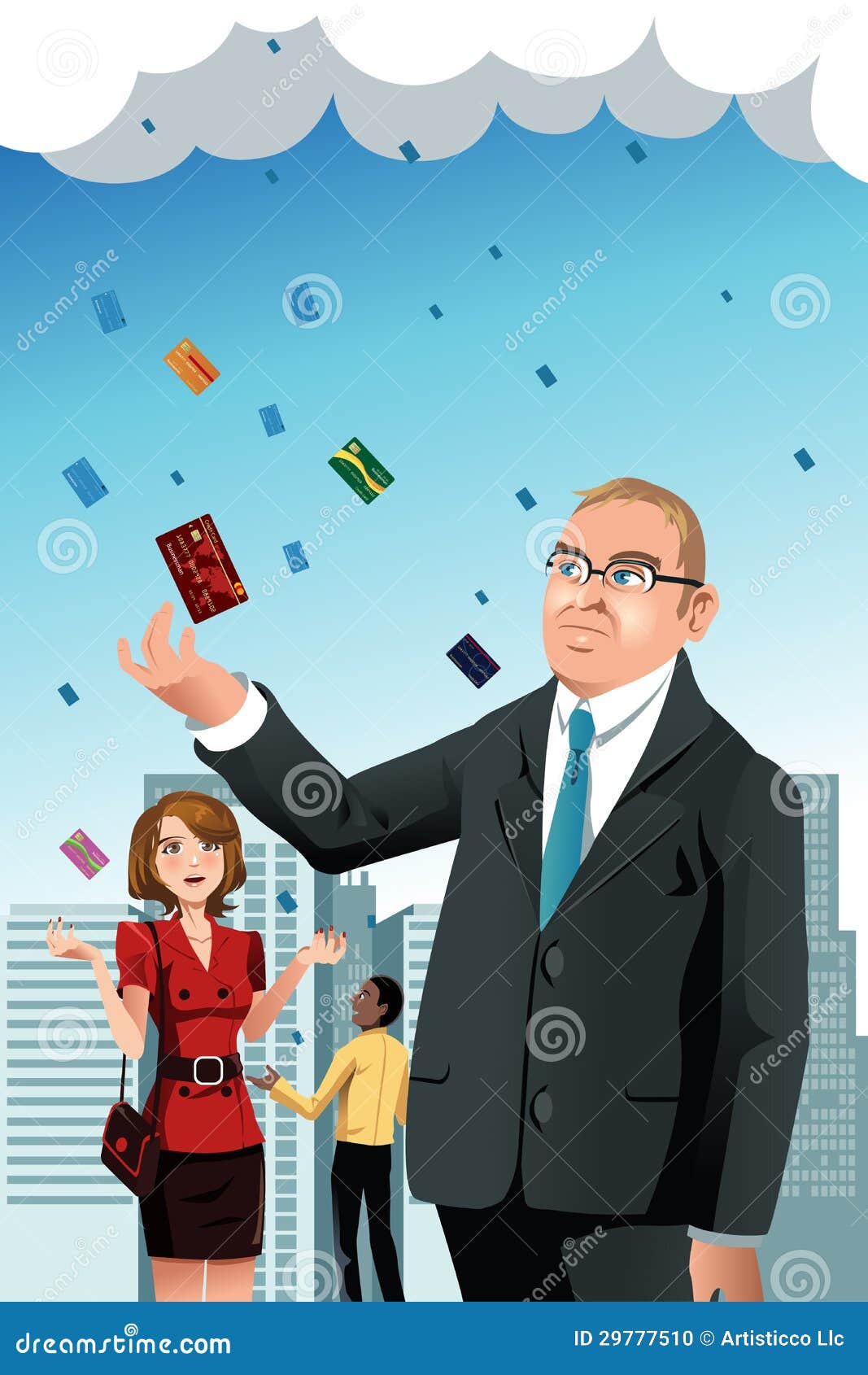 Raining credit cards stock vector. Illustration of cartoon - 29777510