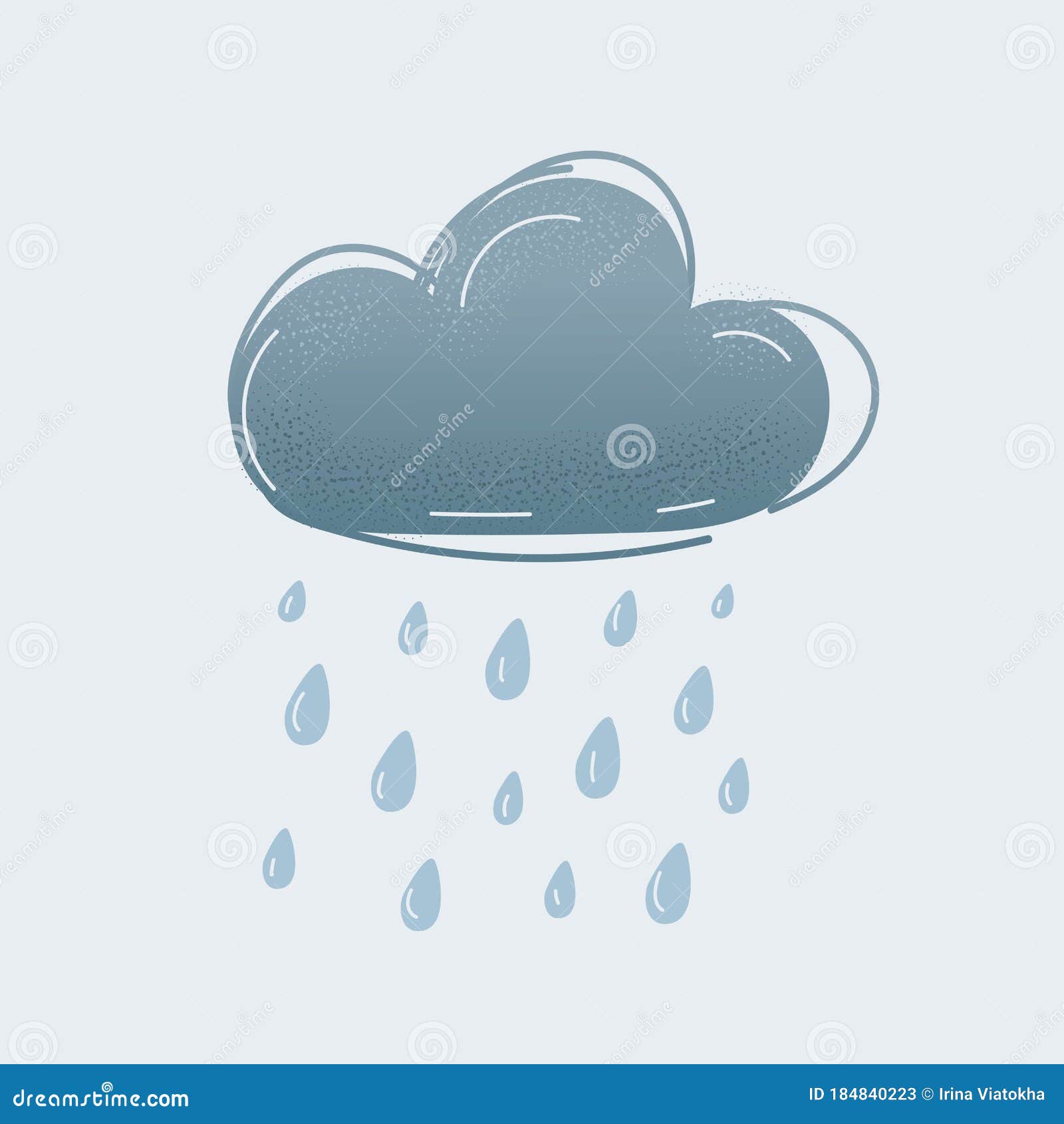 Vector Illustration of Raining Grey Cloud on White Stock Vector ...