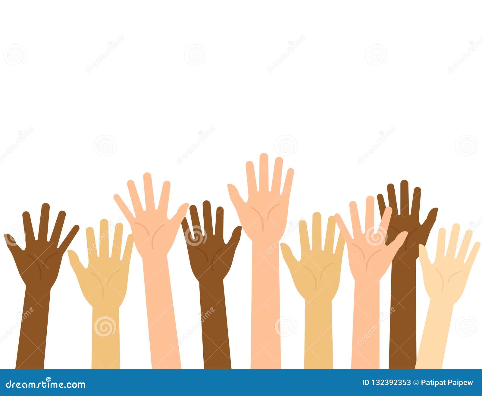 Vector Illustration Raised Hands Stock Illustration - Illustration of ...