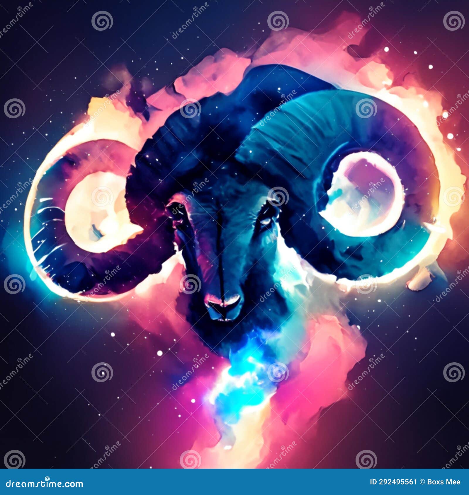 Vector Illustration of a Ram in a Fire. Abstract Background for Design ...