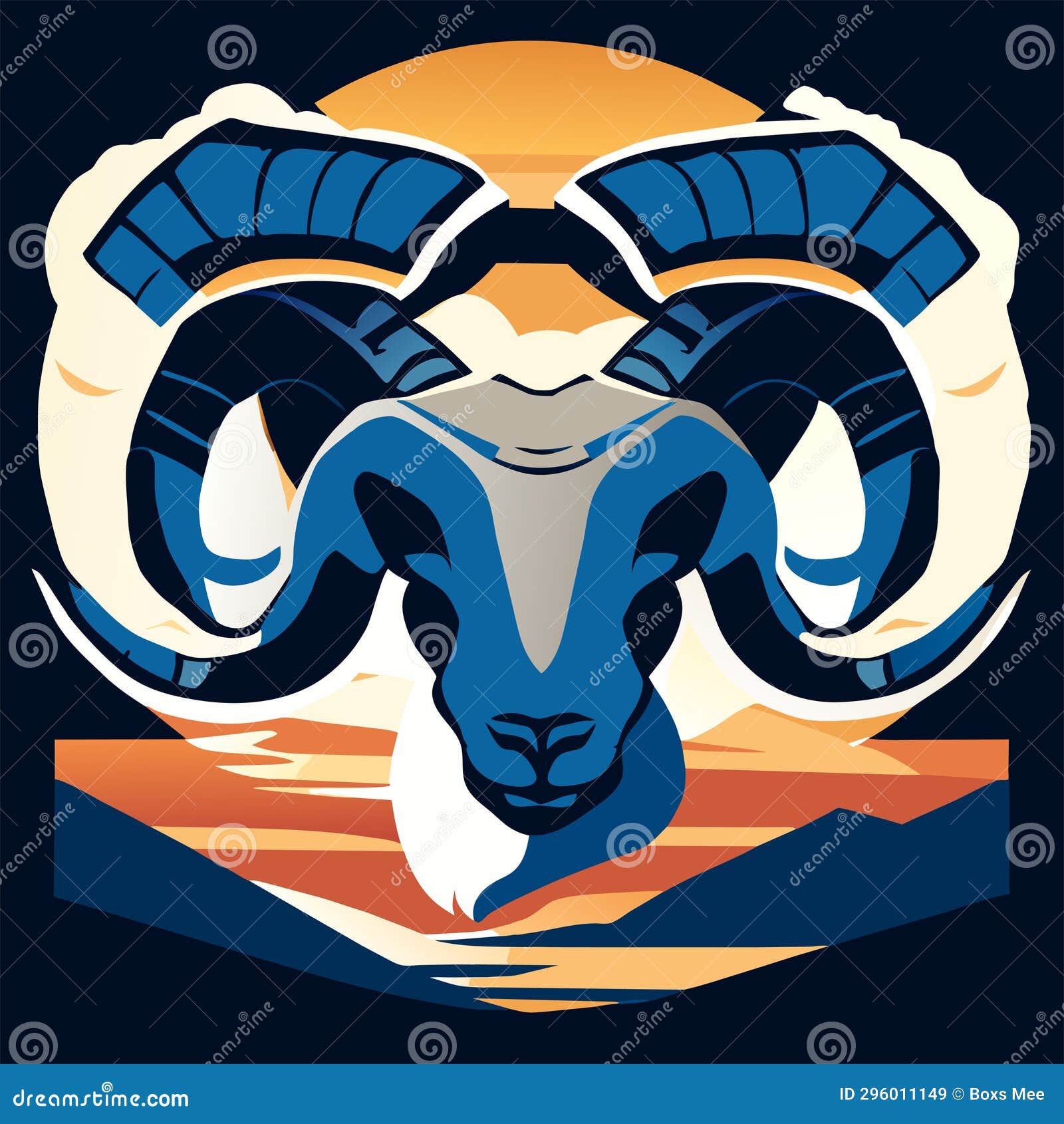 Vector Illustration of a Ram Head in the Middle of the Desert. AI ...