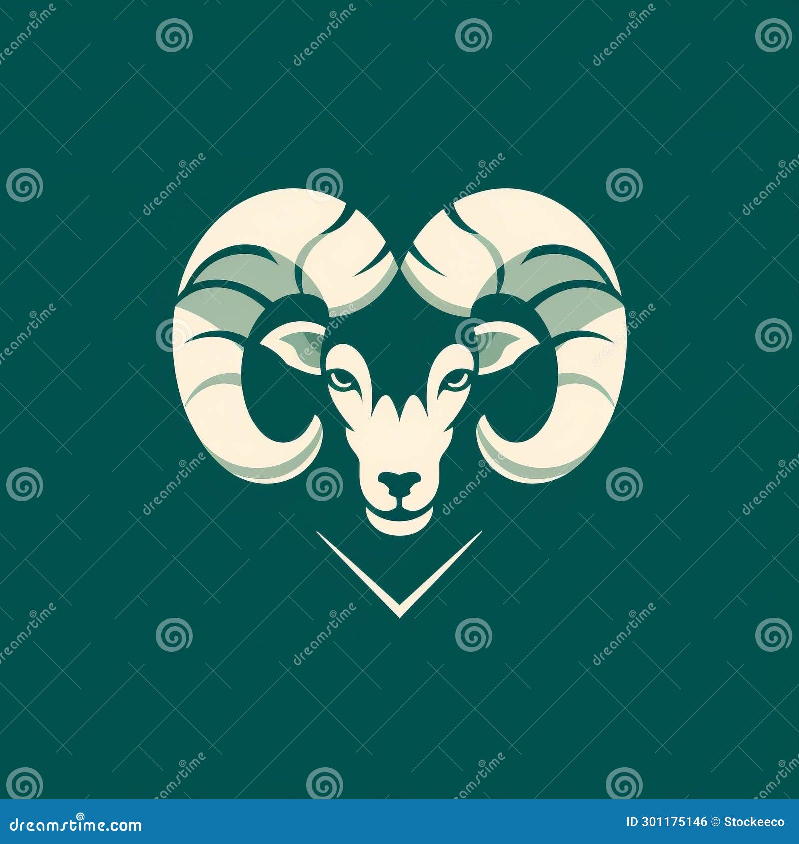 Minimalist Ram Head Logo on Green Background Stock Illustration ...