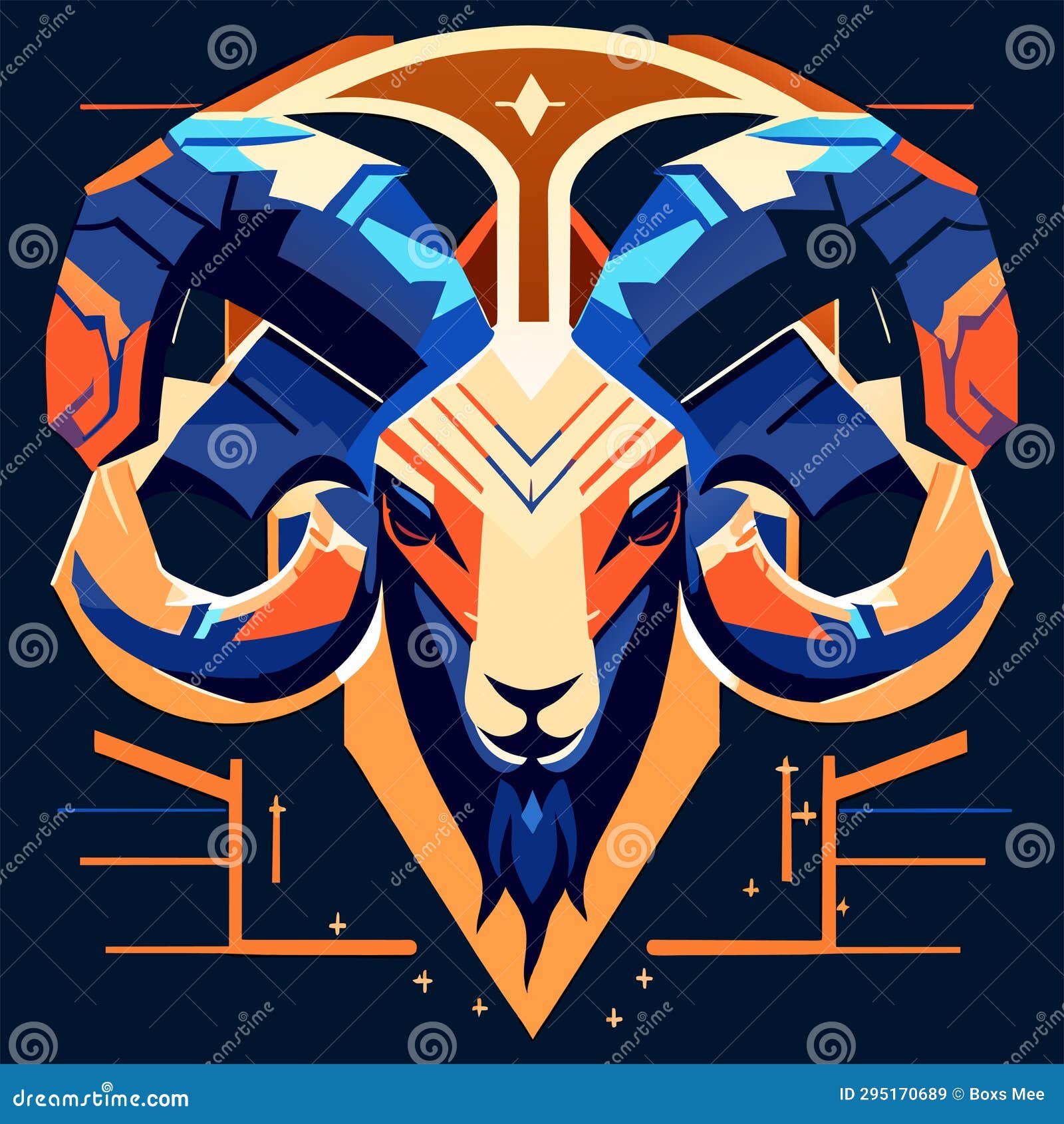 Vector Illustration of a Ram Head in the Style of the 80s. AI Generated ...