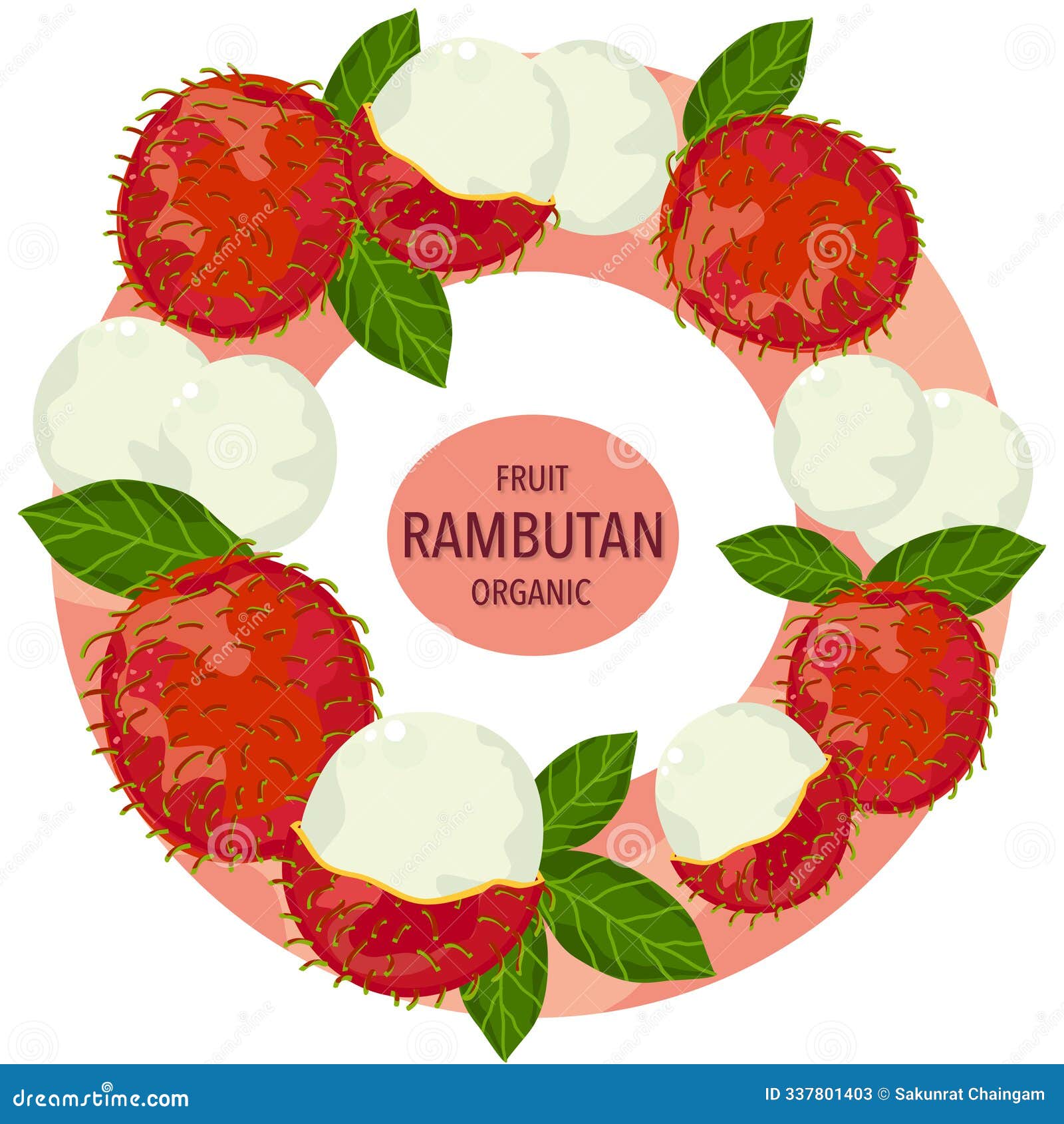 Rambutan. Set With Fruit, Bunch And Leaves. Nephelium Lappaceum ...