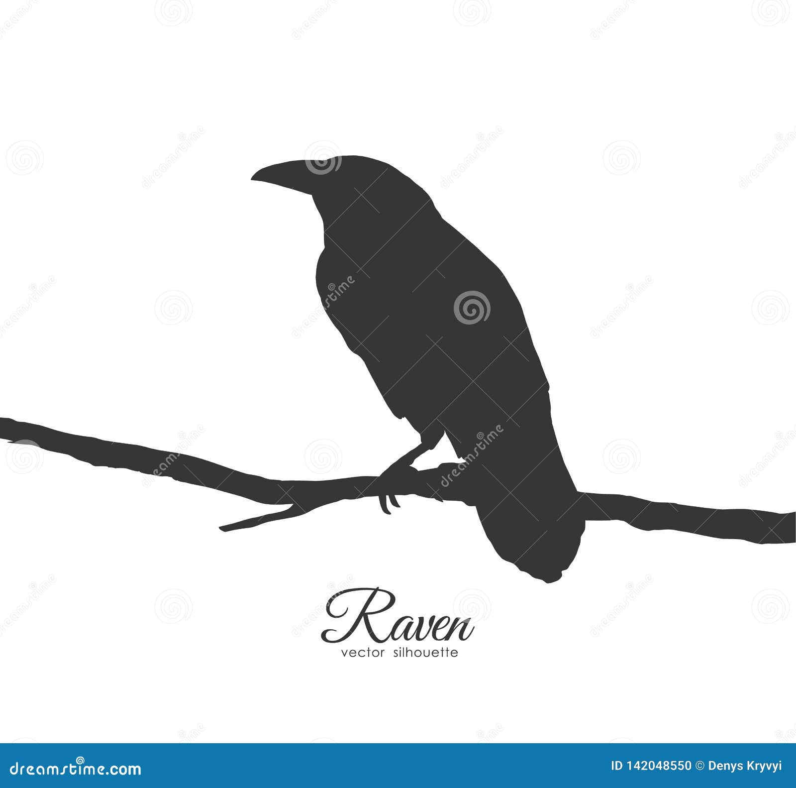 Raven Is Sitting On The Tombstone Vector Illuctration For Halloween Design