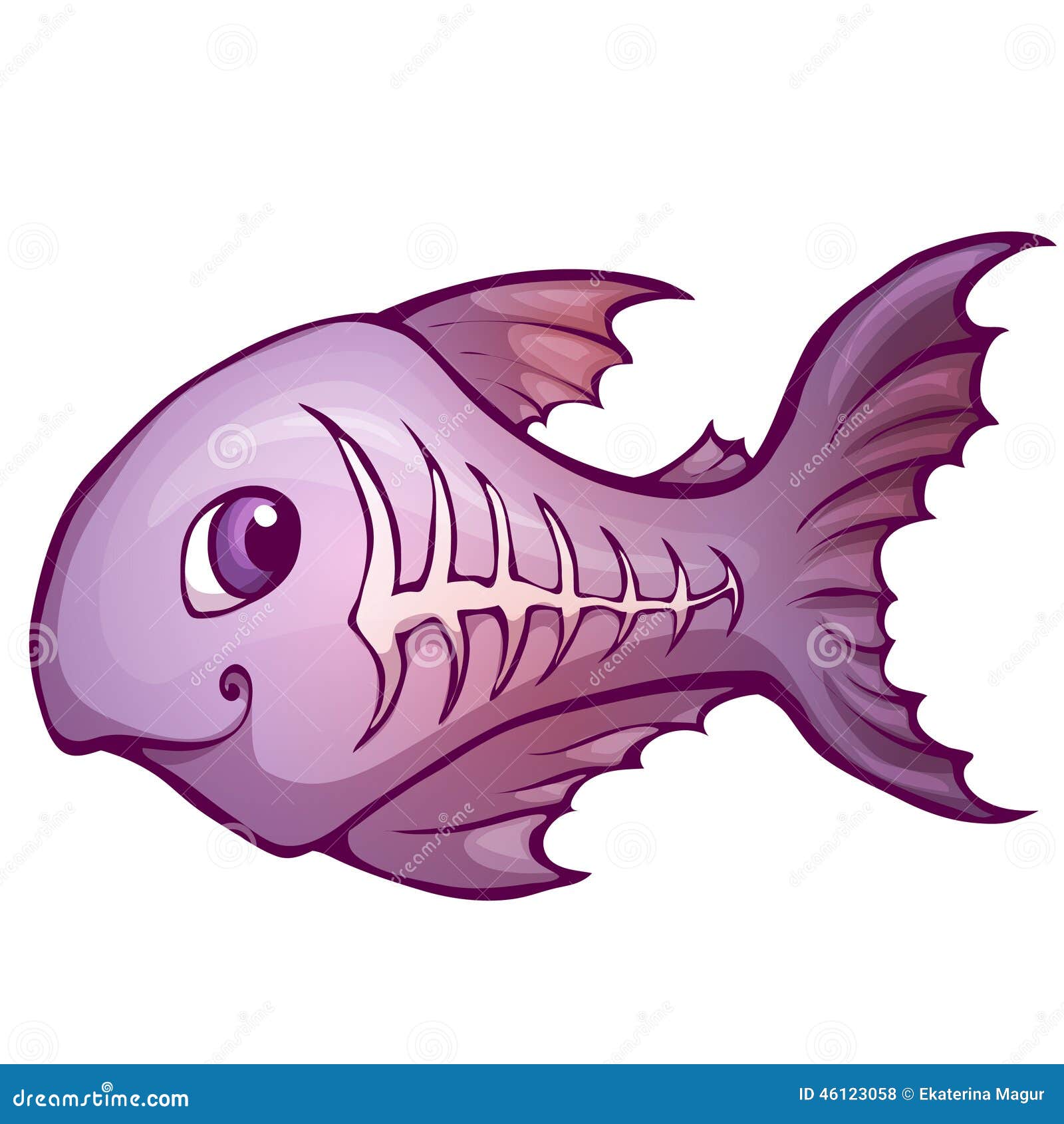 Vector Illustration of X-ray Fish in Cartoon Style Stock Vector ...