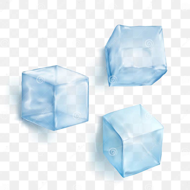 Vector Illustration Realistic Blue Solid Ice Cubes on Transparent Background Stock Vector ...