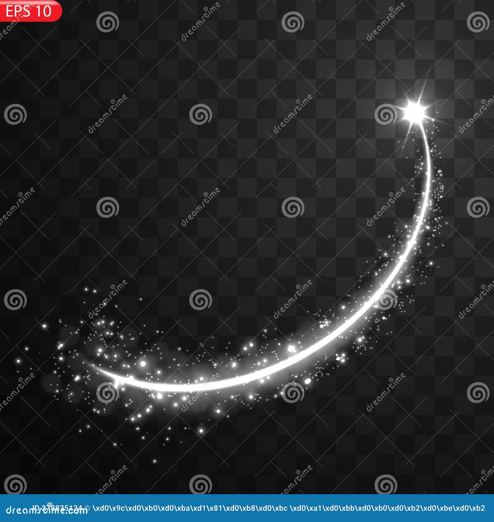 Vector Illustration of Realistic Falling Comet. Isolated Transparent ...