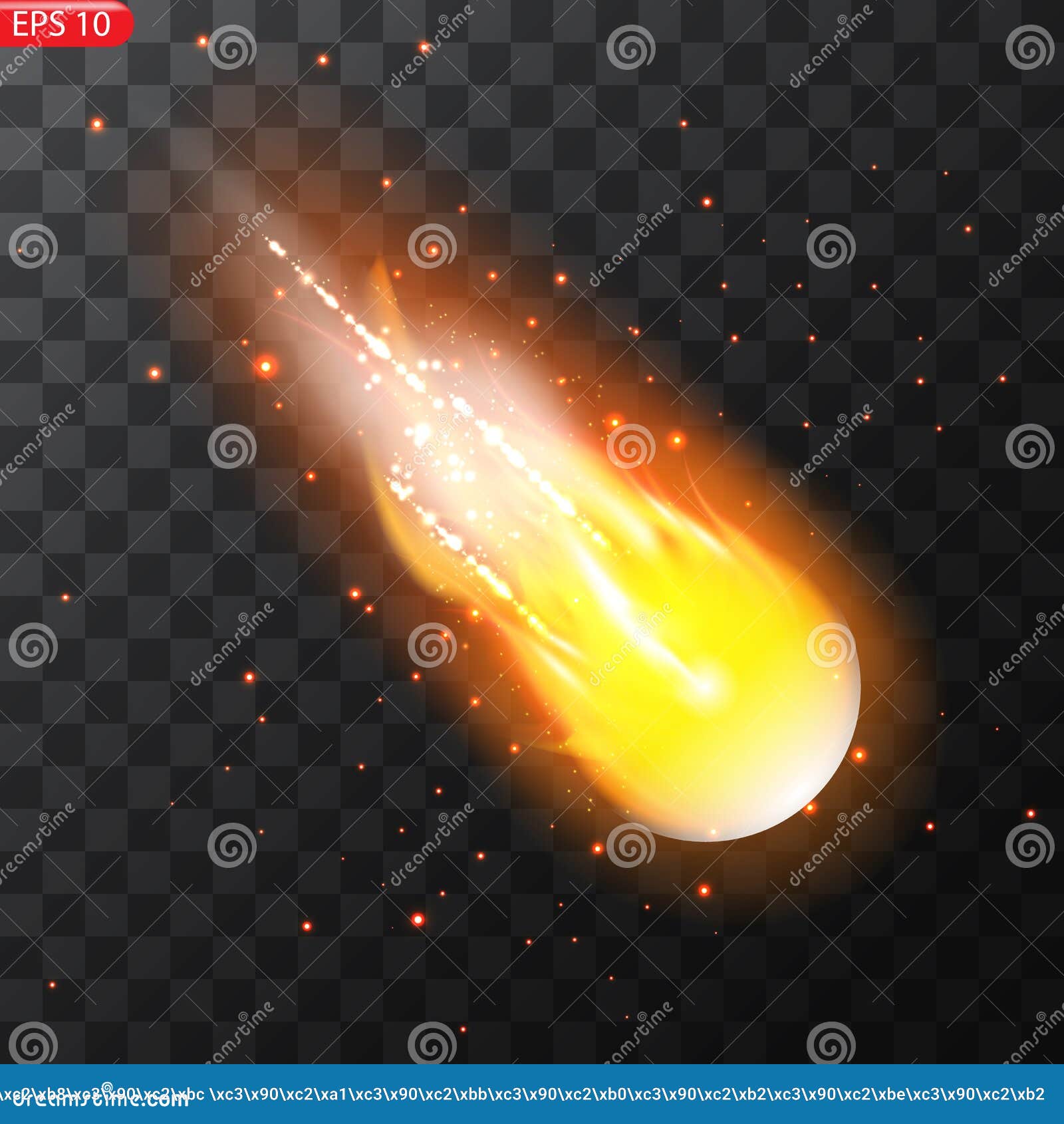 Vector Illustration of Realistic Falling Comet. Isolated Transparent ... Vector Illustration of Realistic Falling Comet. Isolated Transparent ...