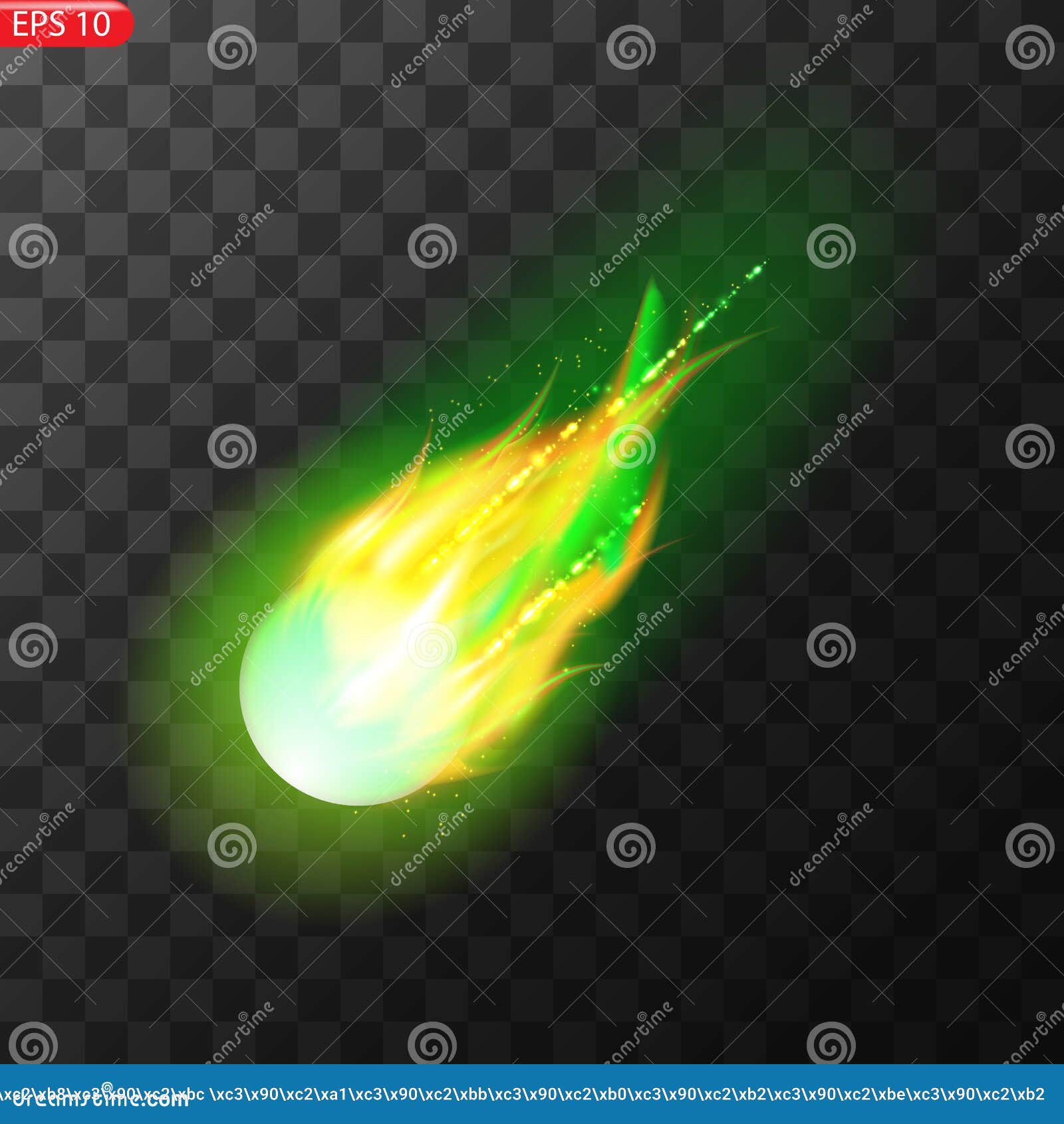 Vector Illustration of Realistic Falling Comet. Isolated Transparent ... Vector Illustration of Realistic Falling Comet. Isolated Transparent ...