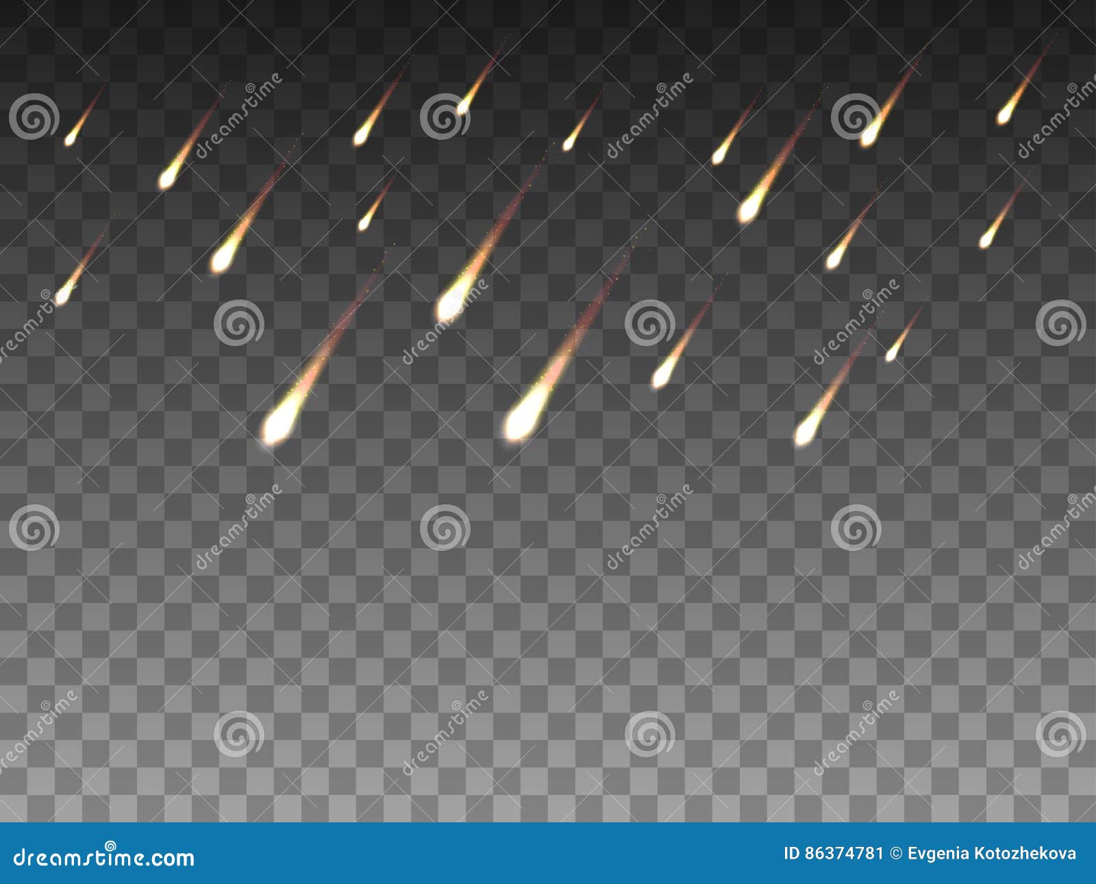 Vector Illustration Realistic Falling Meteor Rain Stock Vector ...