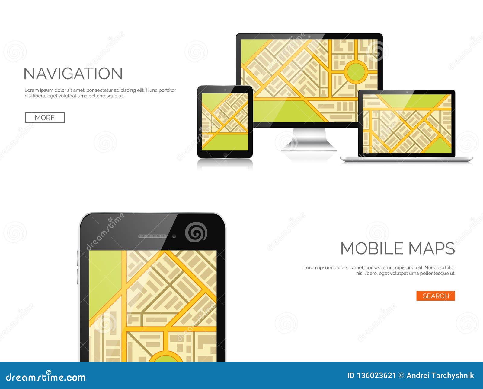 Vector Illustration. Realistic Laptop Tablet. Adaptive Ui. Responcive ...