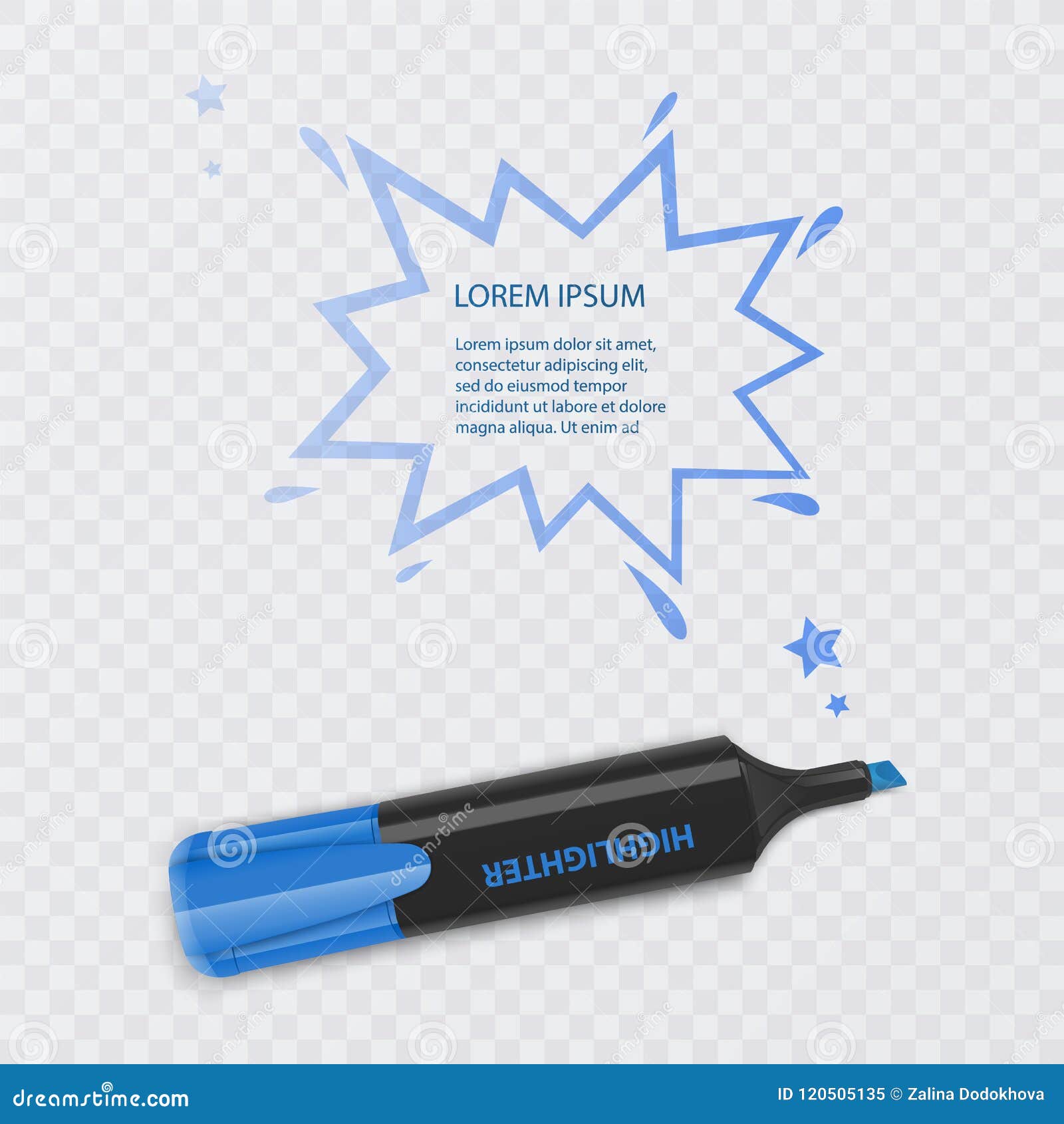 Illustration with Realistic Marker, with Highlighter Elements and ...