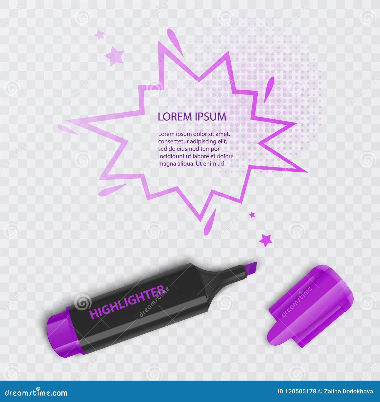 Illustration with Realistic Marker, with Highlighter Elements and ...