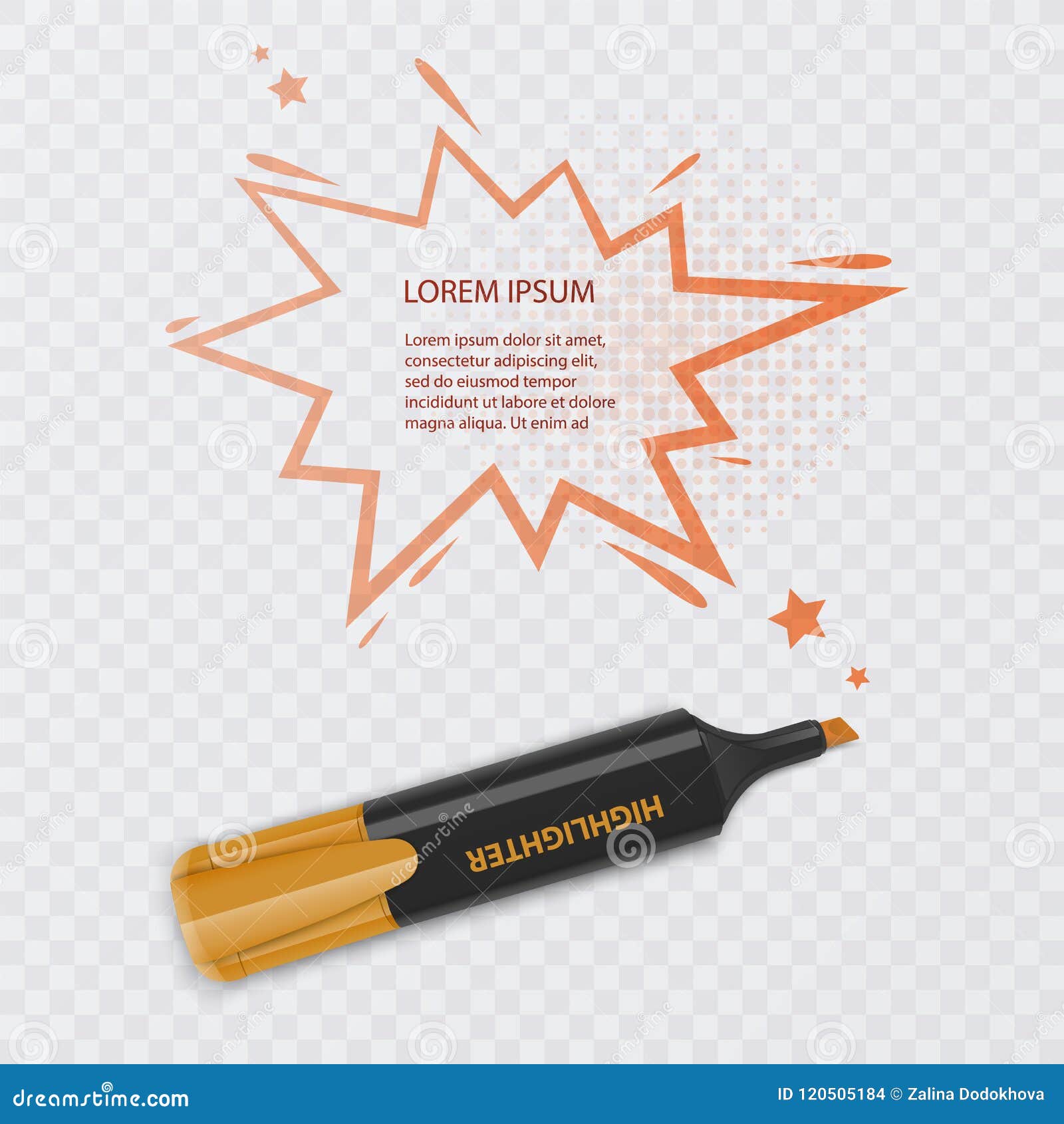 Illustration With Realistic Marker, With Highlighter Elements And ...