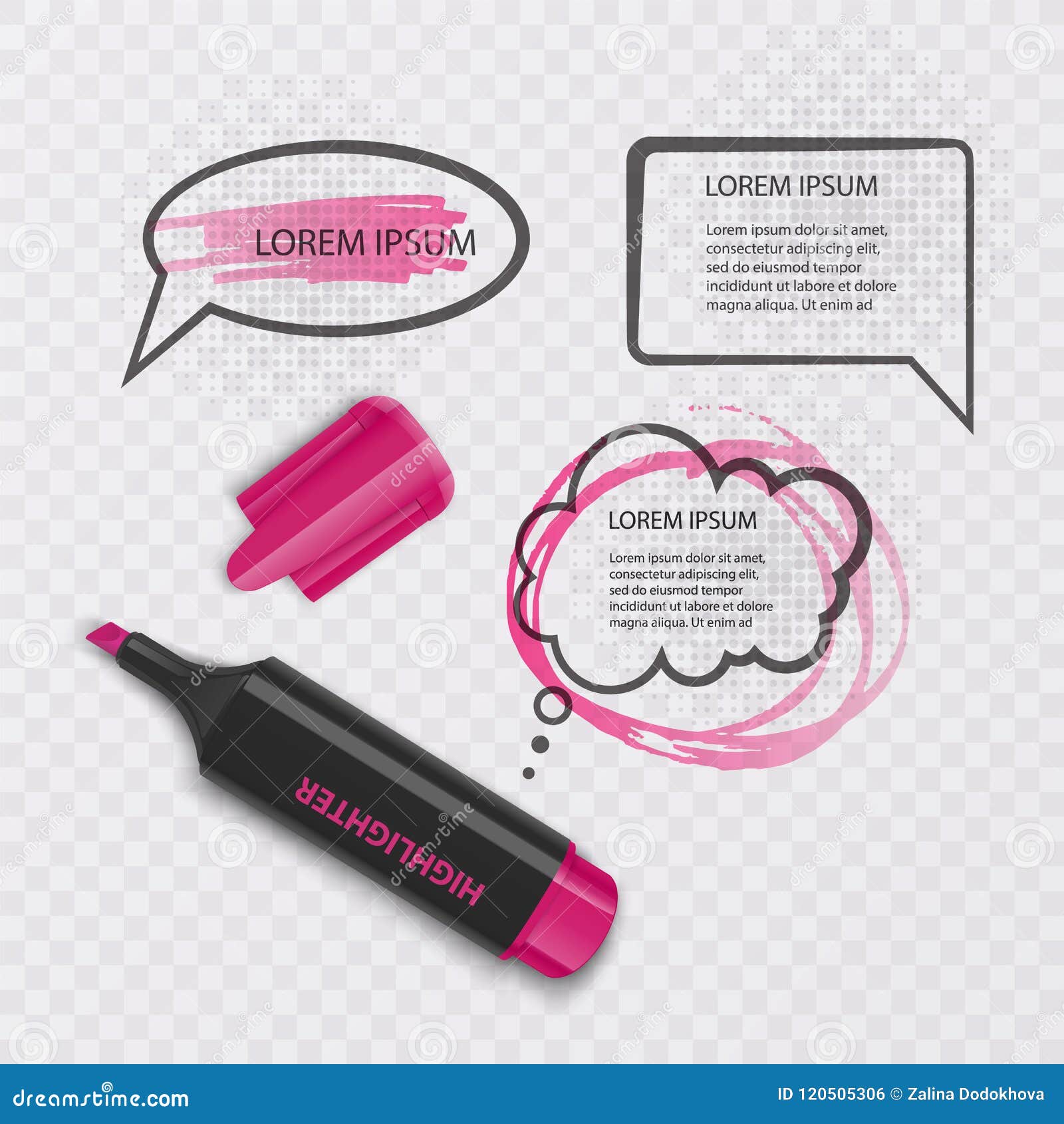 Illustration with Realistic Marker, with Highlighter Elements and ...