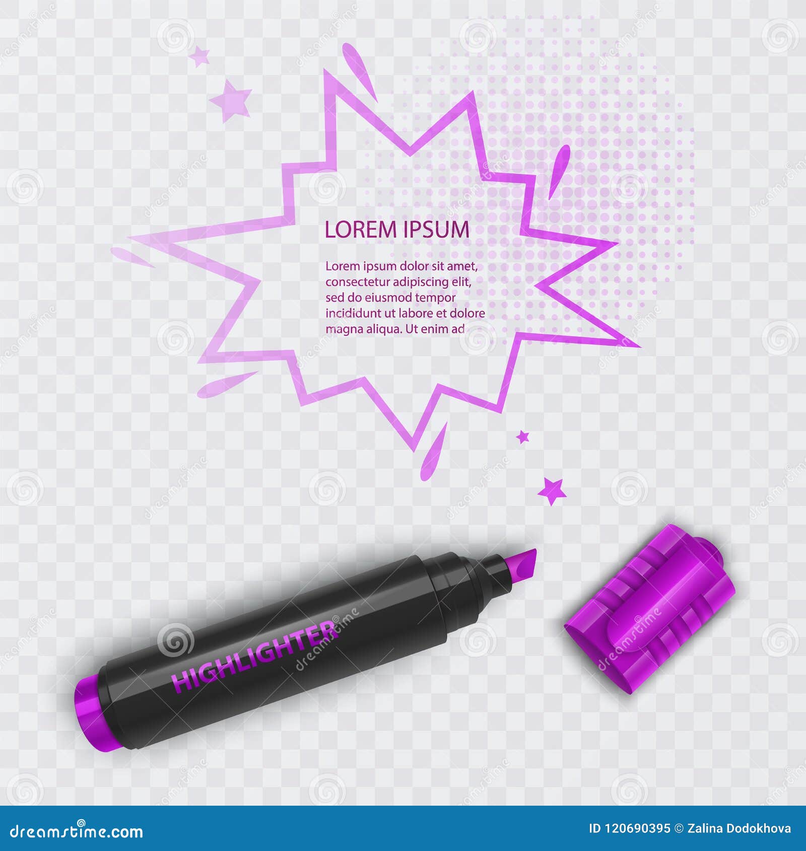 Illustration with Realistic Marker, with Highlighter Elements and ...