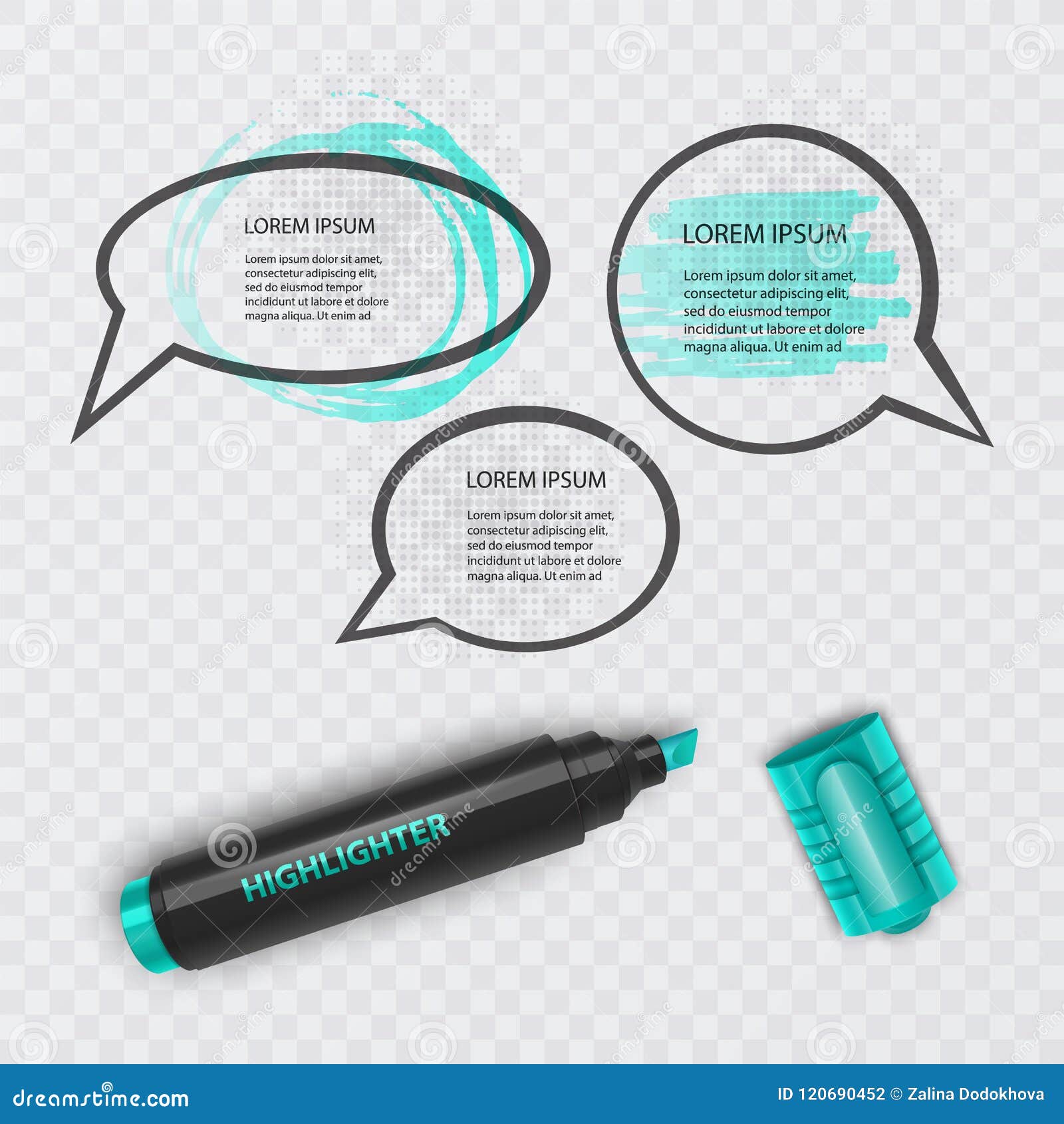 Illustration with Realistic Marker, with Highlighter Elements and ...